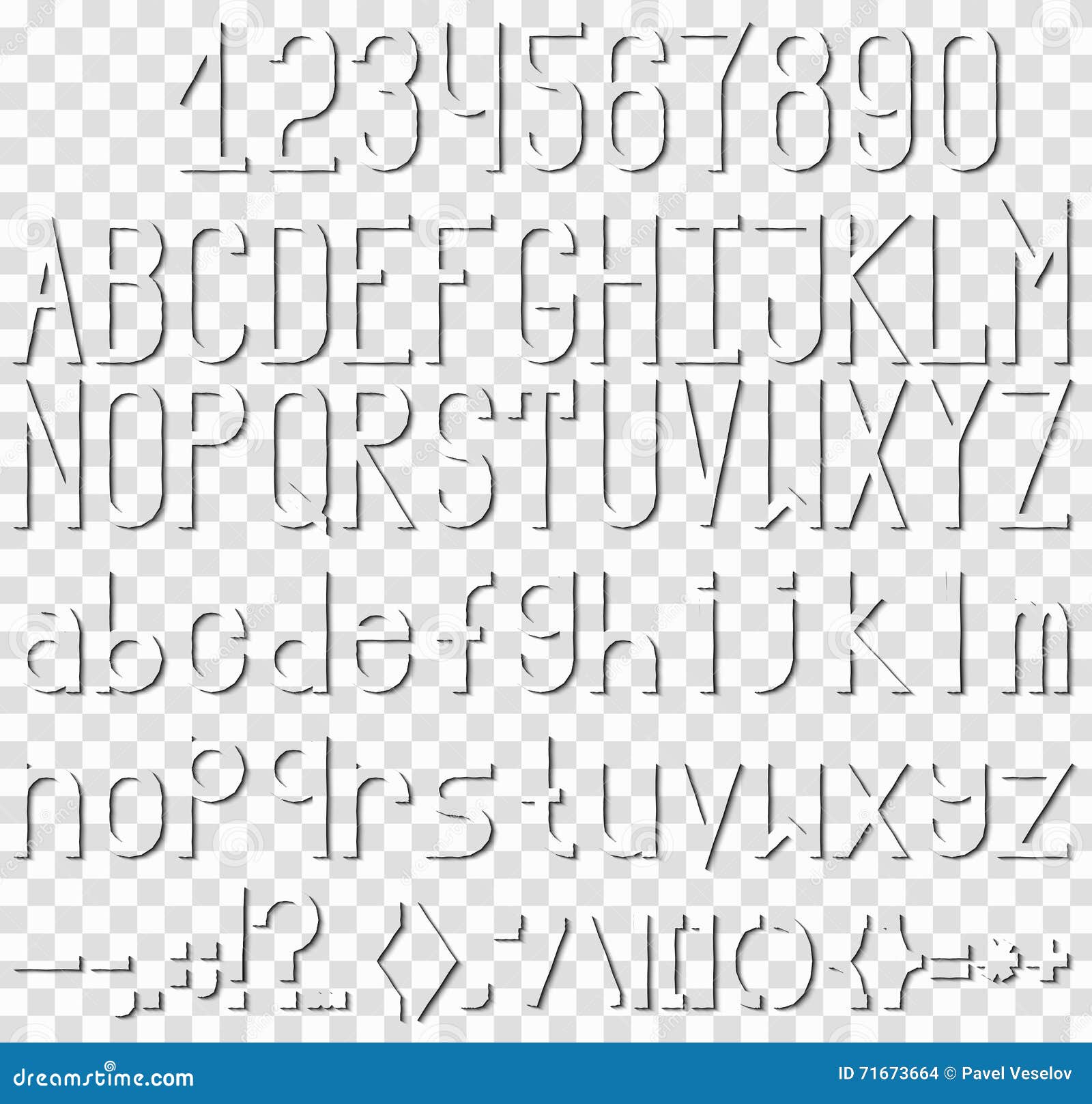 Font stock vector. Illustration of character, sign, paper - 71673664