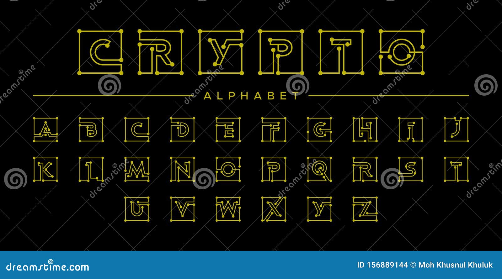 Set Crypto Square Line Letter Font Vector Alphabet Stock Vector ...