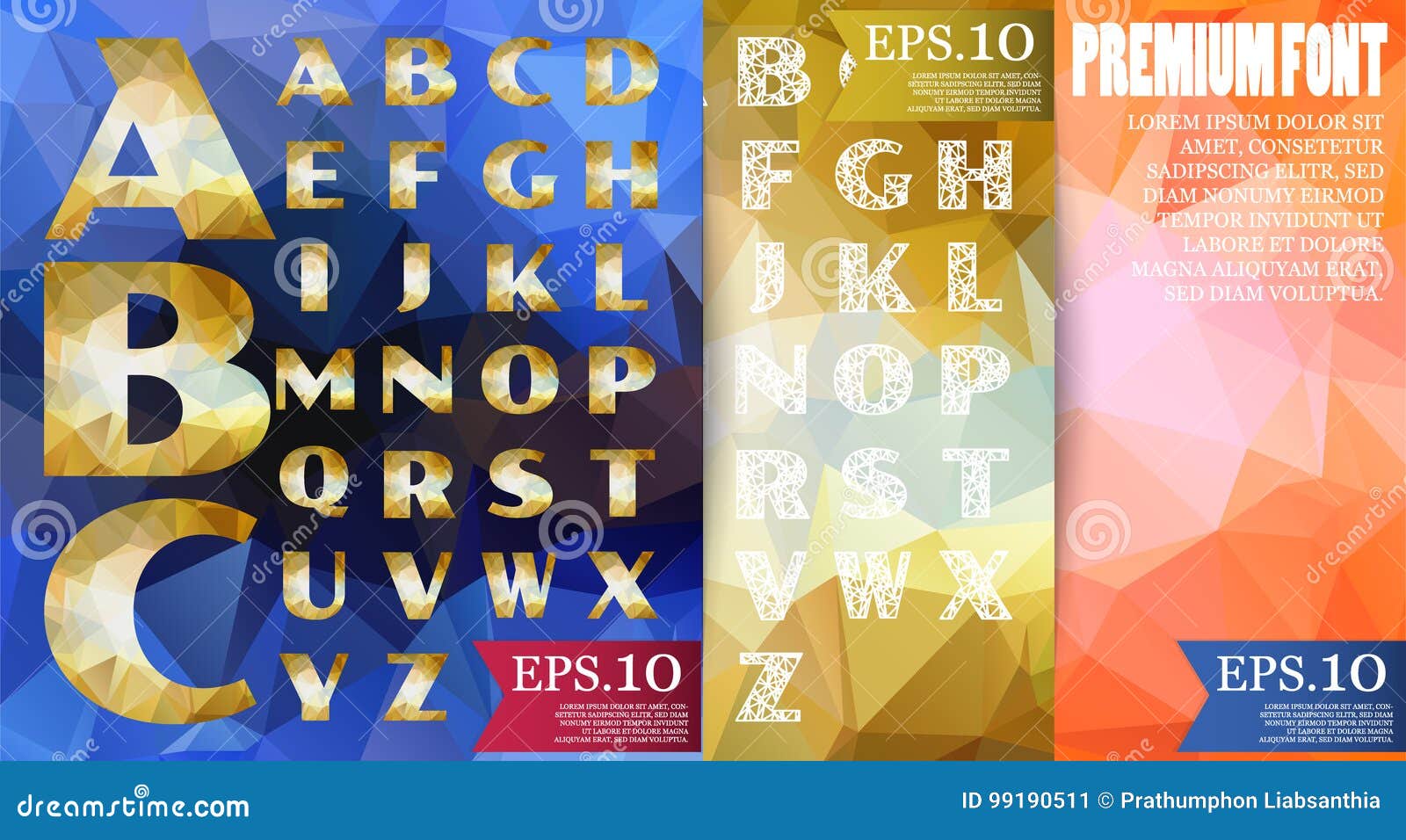Font Vector Poly Alphabet on Abstract Geometric Two Background Stock ...