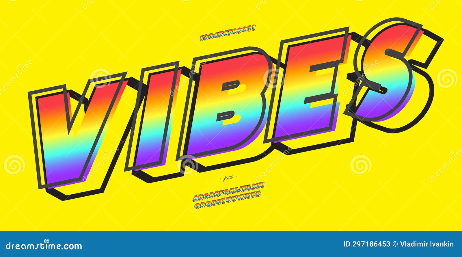 Font Vibes 3d Bold Style Modern Typography Stock Illustration ...