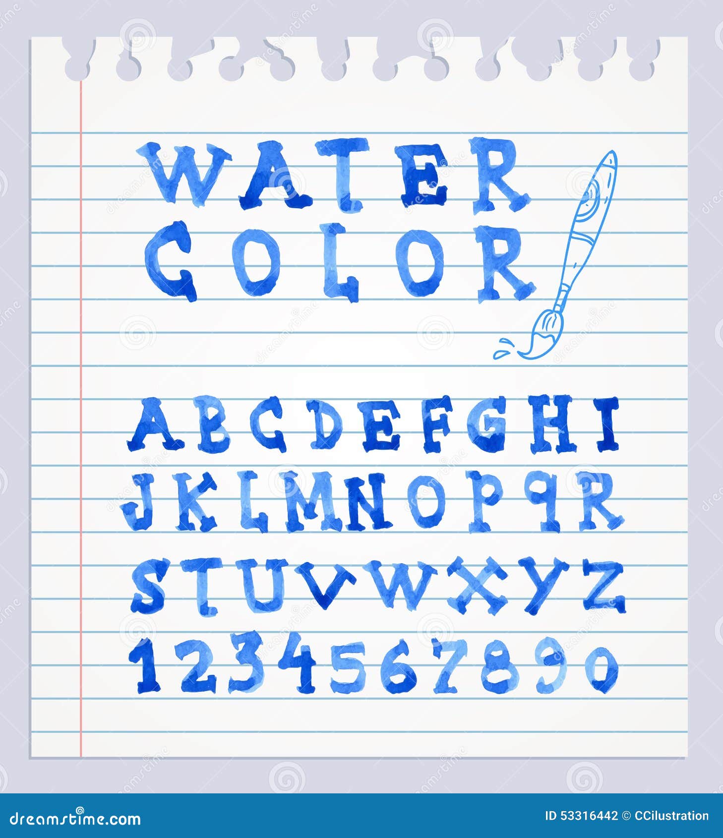 Font Watercolor. Handwritten Vector Illustration. Stock Vector ...