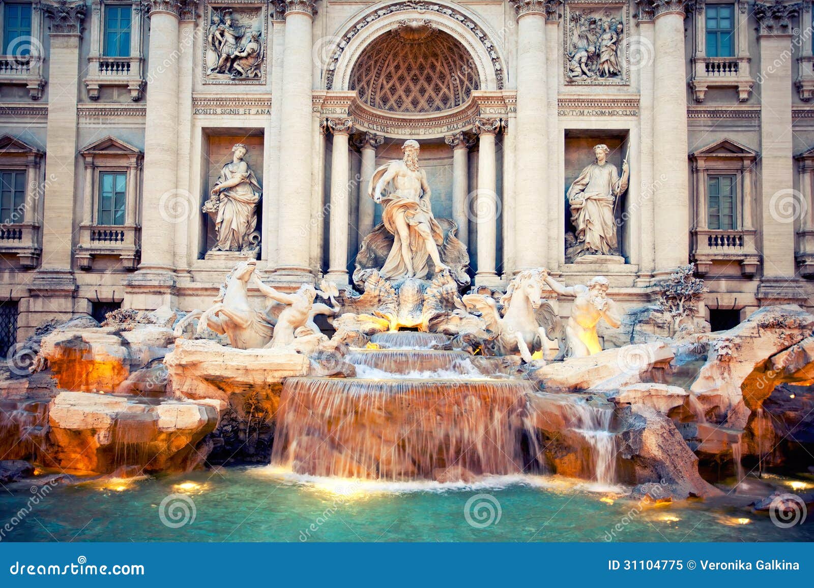 The Trevi Fontain By Day Fontana Di Trevi, At The Piazza Di Trevi ...