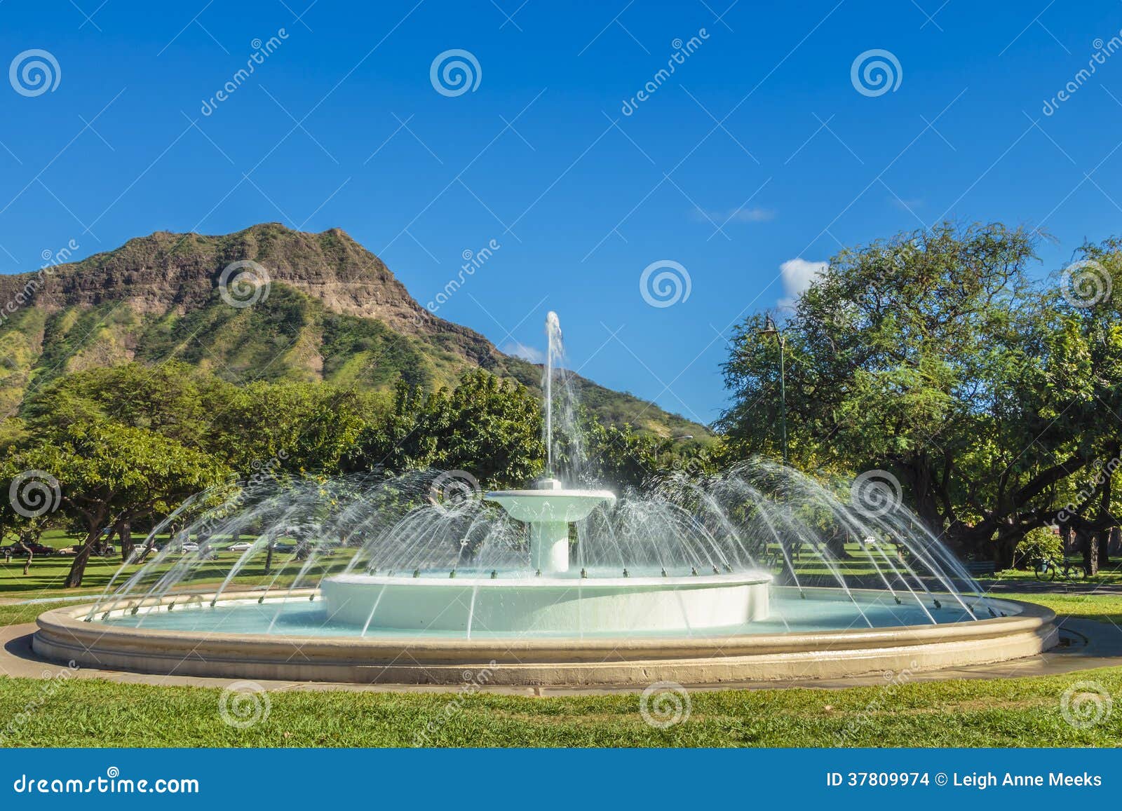 Fontaine Et Diamond Head De Dillingham Photo stock - Image du personne ...