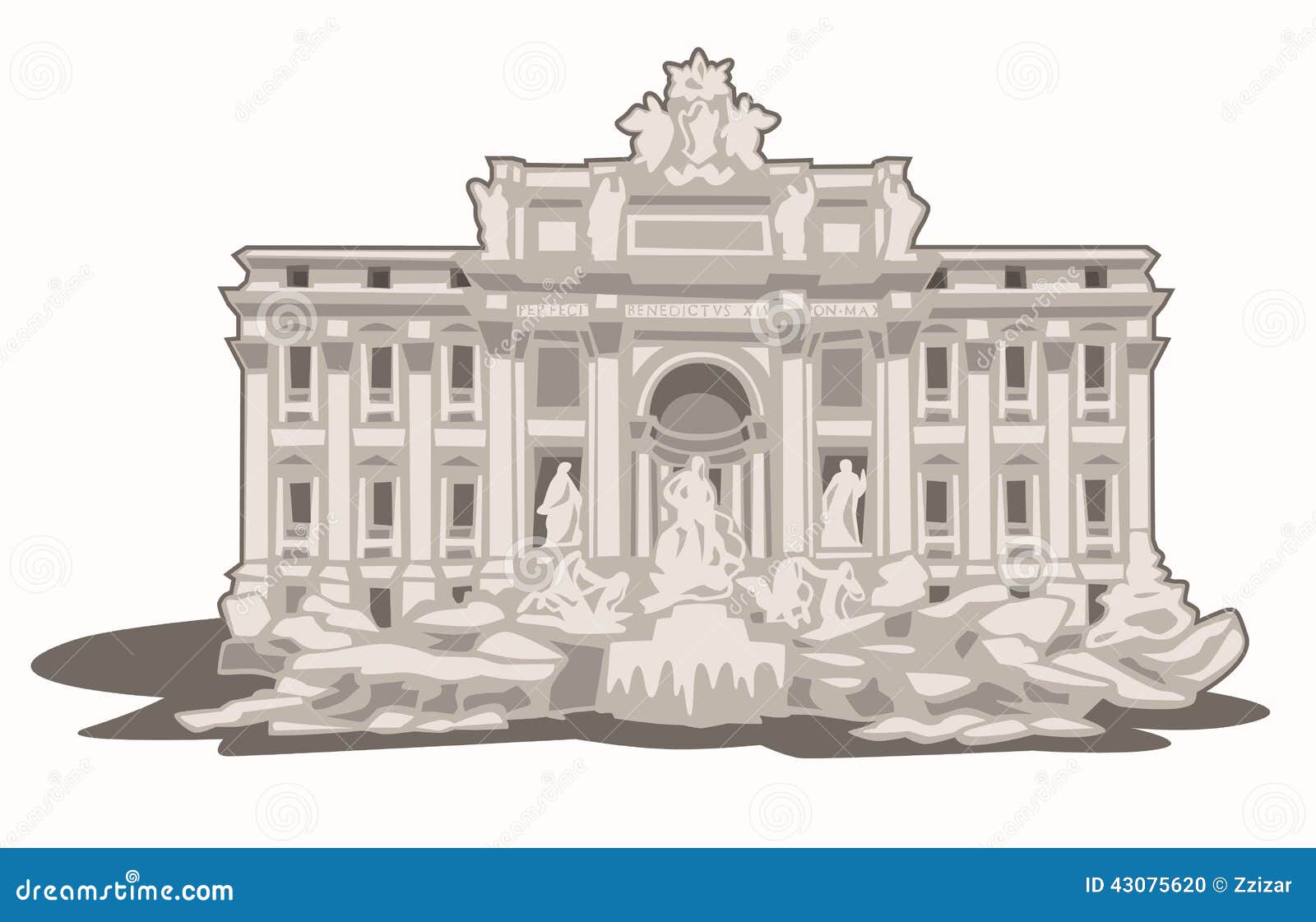 Fontana di Trevi illustrazione vettoriale. Illustrazione di barocco ...