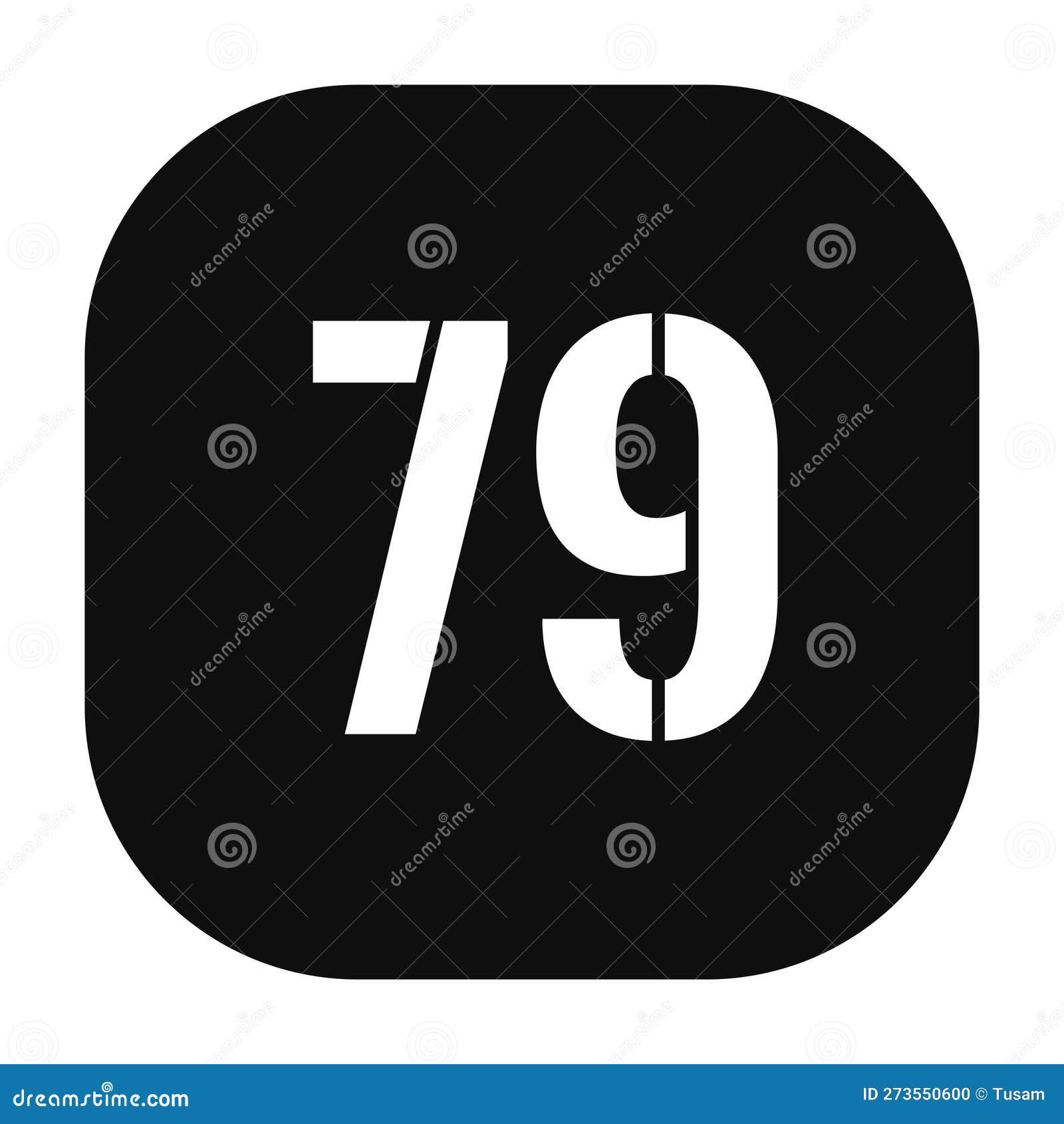 Number 79 Logo with Isolated Black Square Frame Stock Illustration ...