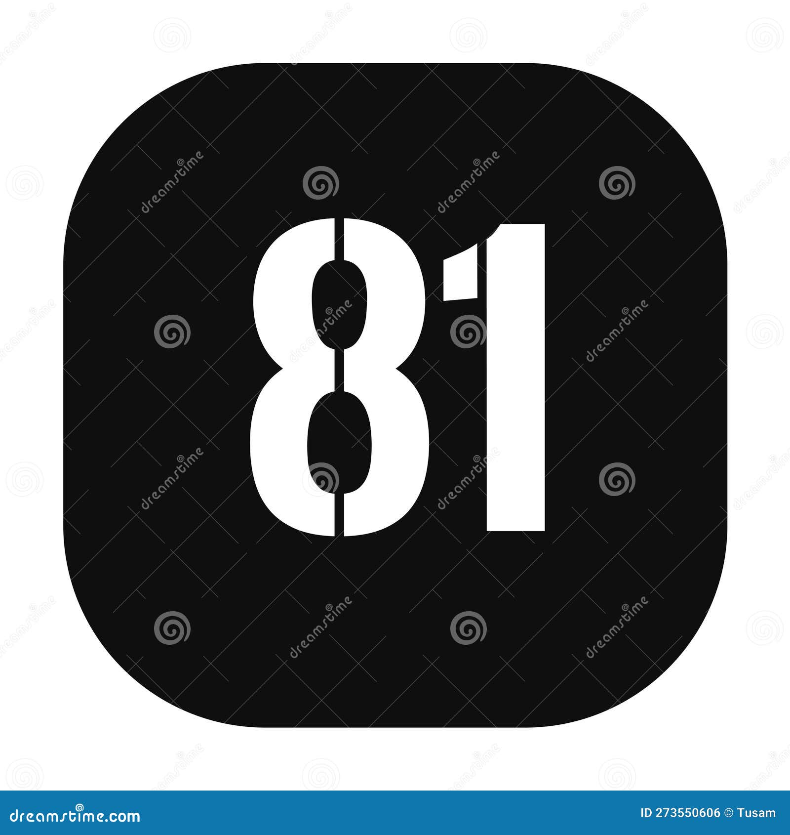 Number 81 Logo with Isolated Black Square Frame Stock Illustration ...