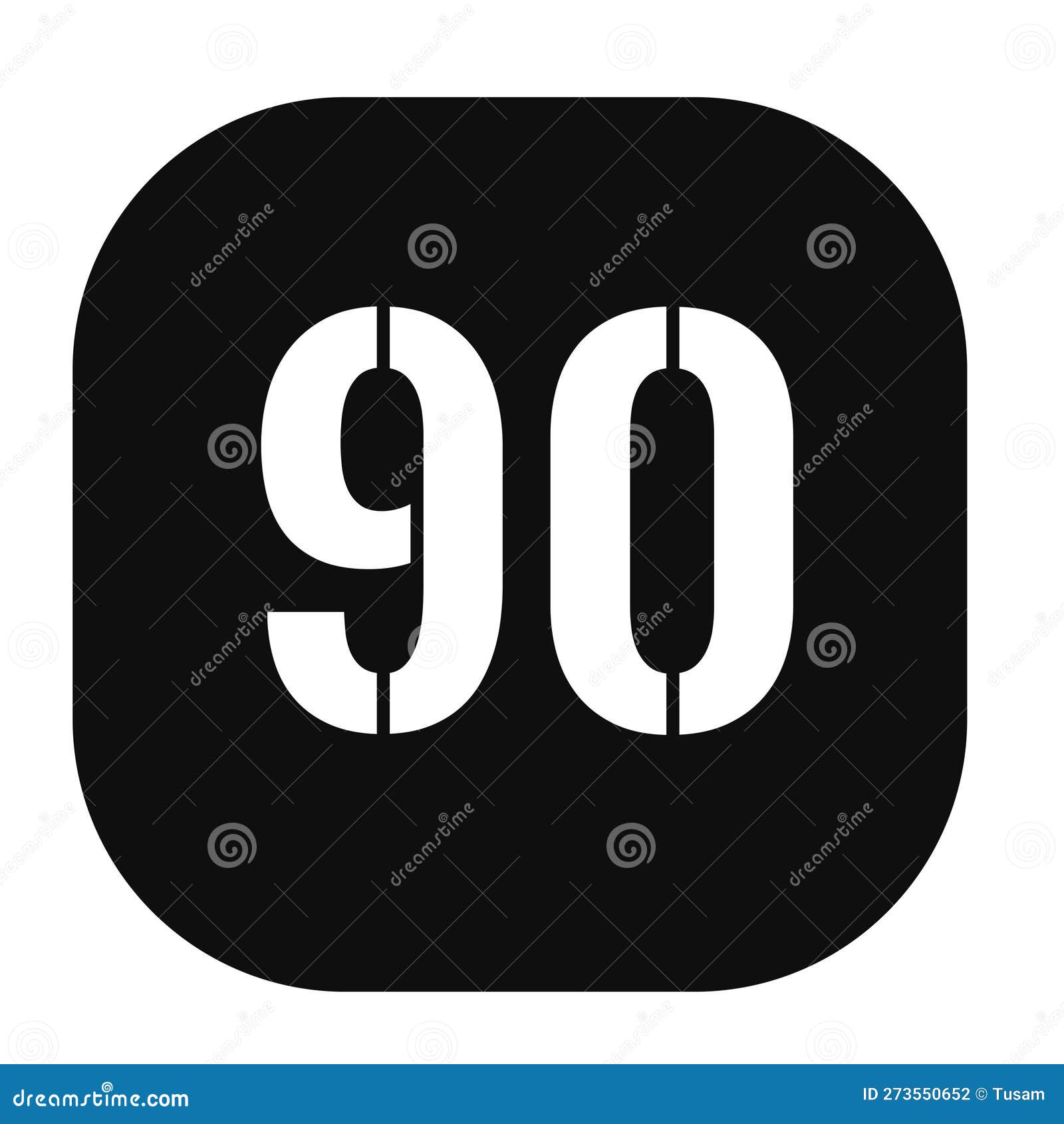 Number 90 Logo with Isolated Black Square Frame Stock Illustration ...