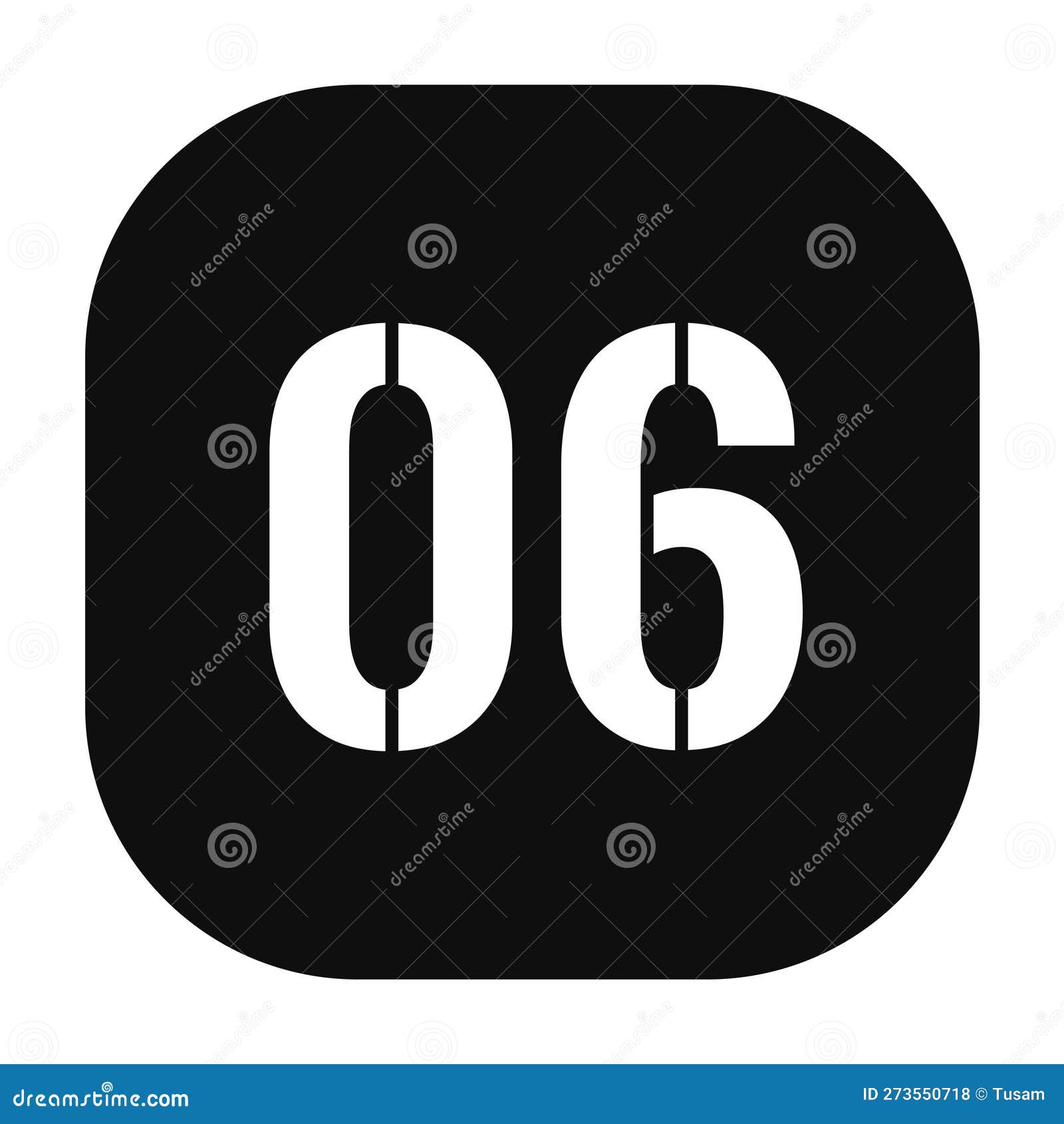Number 06 Logo with Isolated Black Square Frame Stock Illustration ...