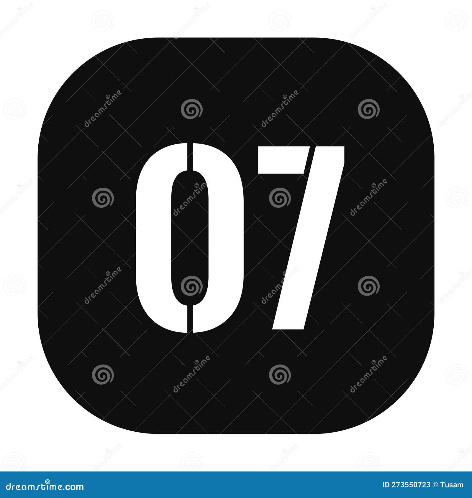 Number 07 Logo with Isolated Black Square Frame Stock Illustration ...