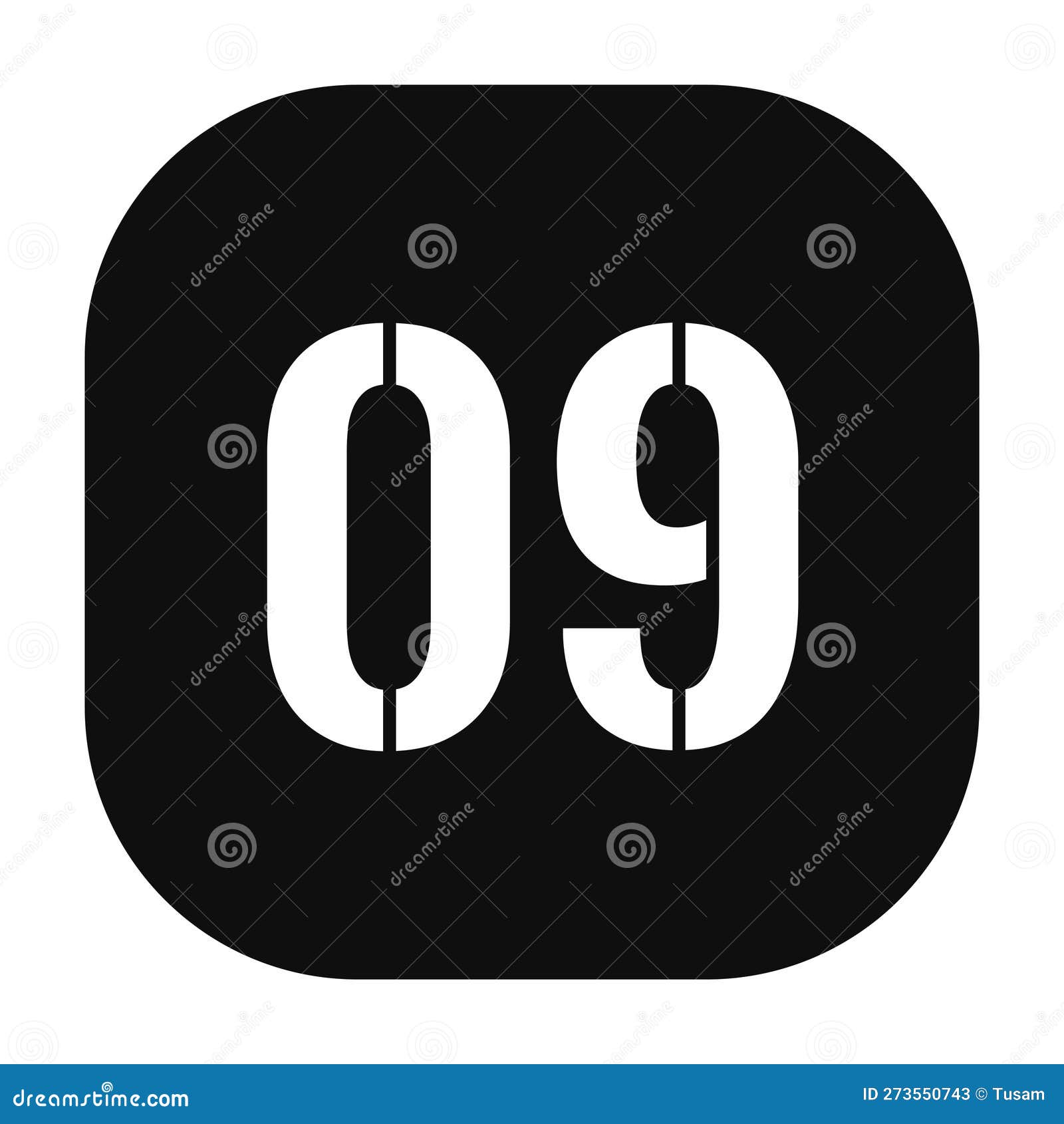 Number 09 Logo with Isolated Black Square Frame Stock Illustration ...