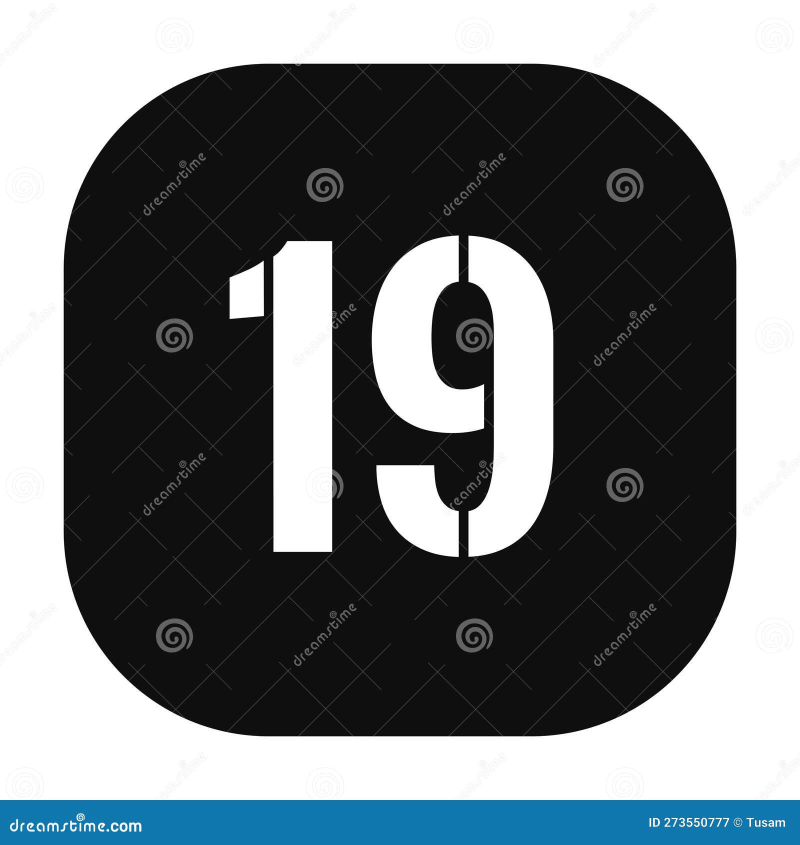 Number 19 Logo with Isolated Black Square Frame Stock Illustration ...