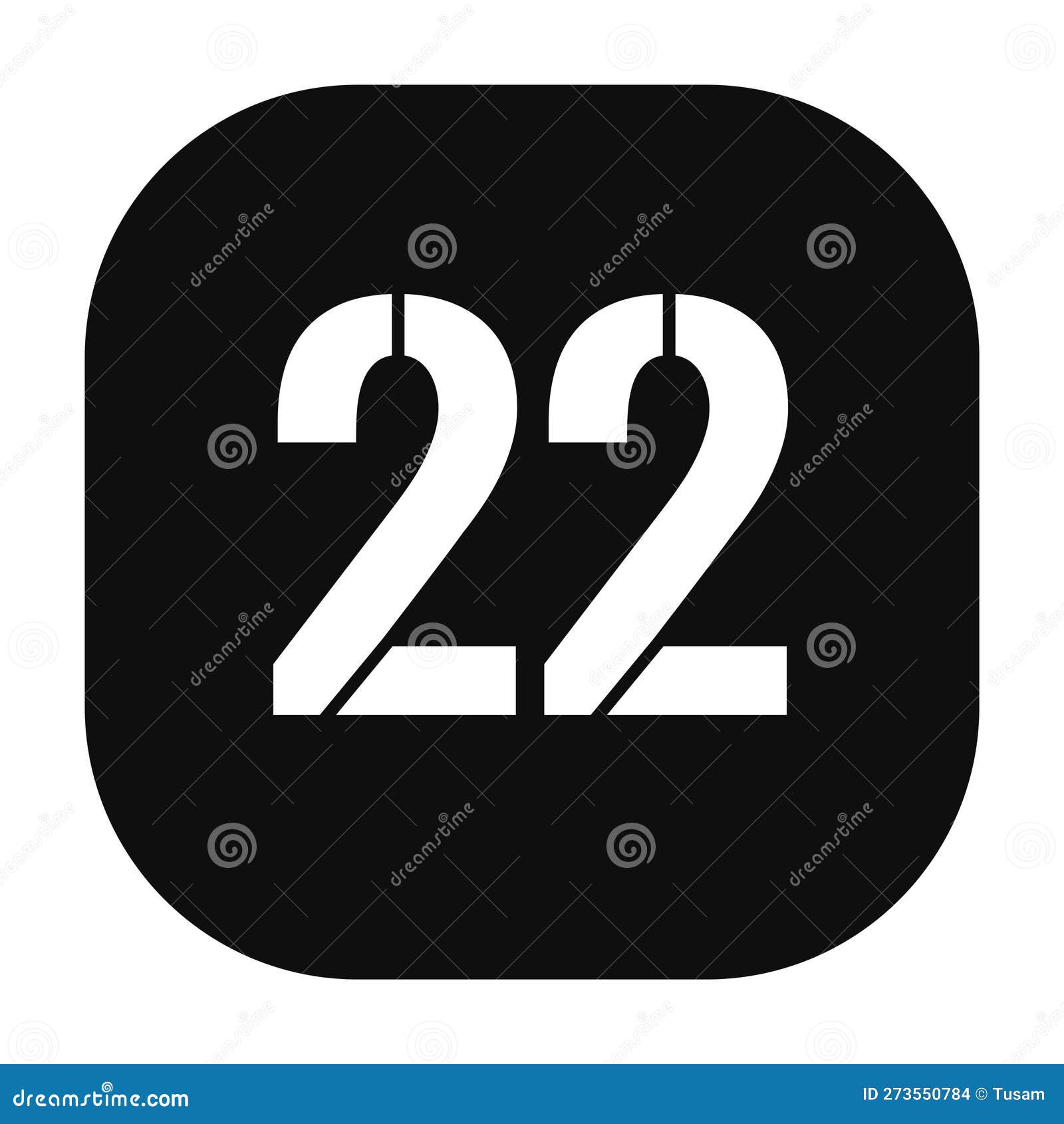 Number 22 Logo with Isolated Black Square Frame Stock Illustration ...