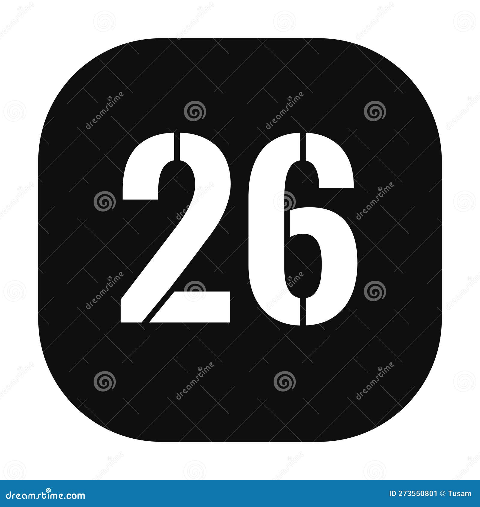 Number 26 Logo with Isolated Black Square Frame Stock Illustration ...