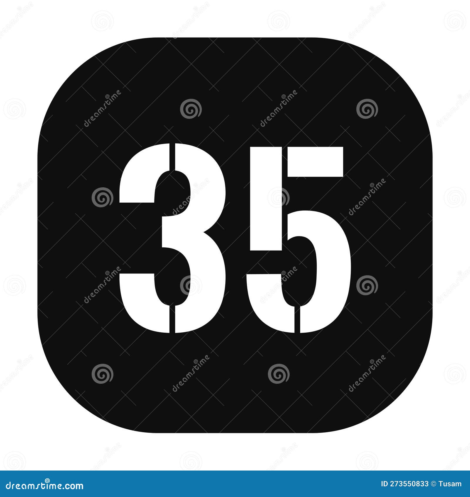 Number 35 Logo with Isolated Black Square Frame Stock Illustration ...