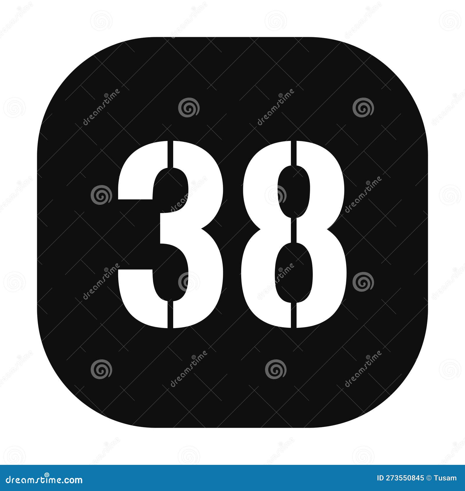 Number 38 Logo with Isolated Black Square Frame Stock Illustration ...