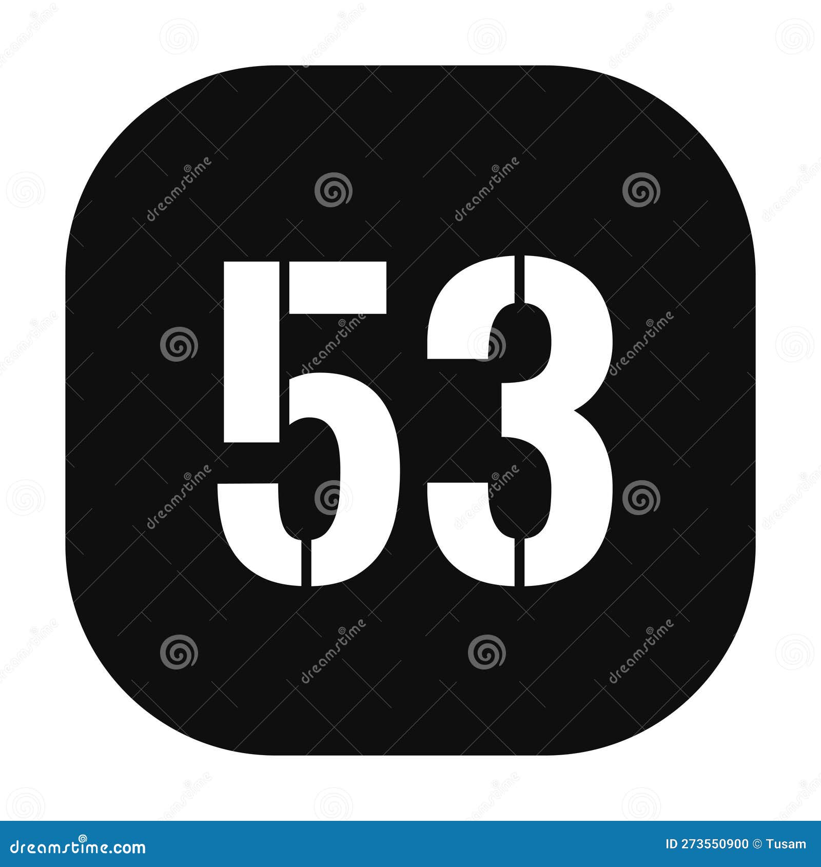 Number 53 Logo with Isolated Black Square Frame Stock Illustration ...