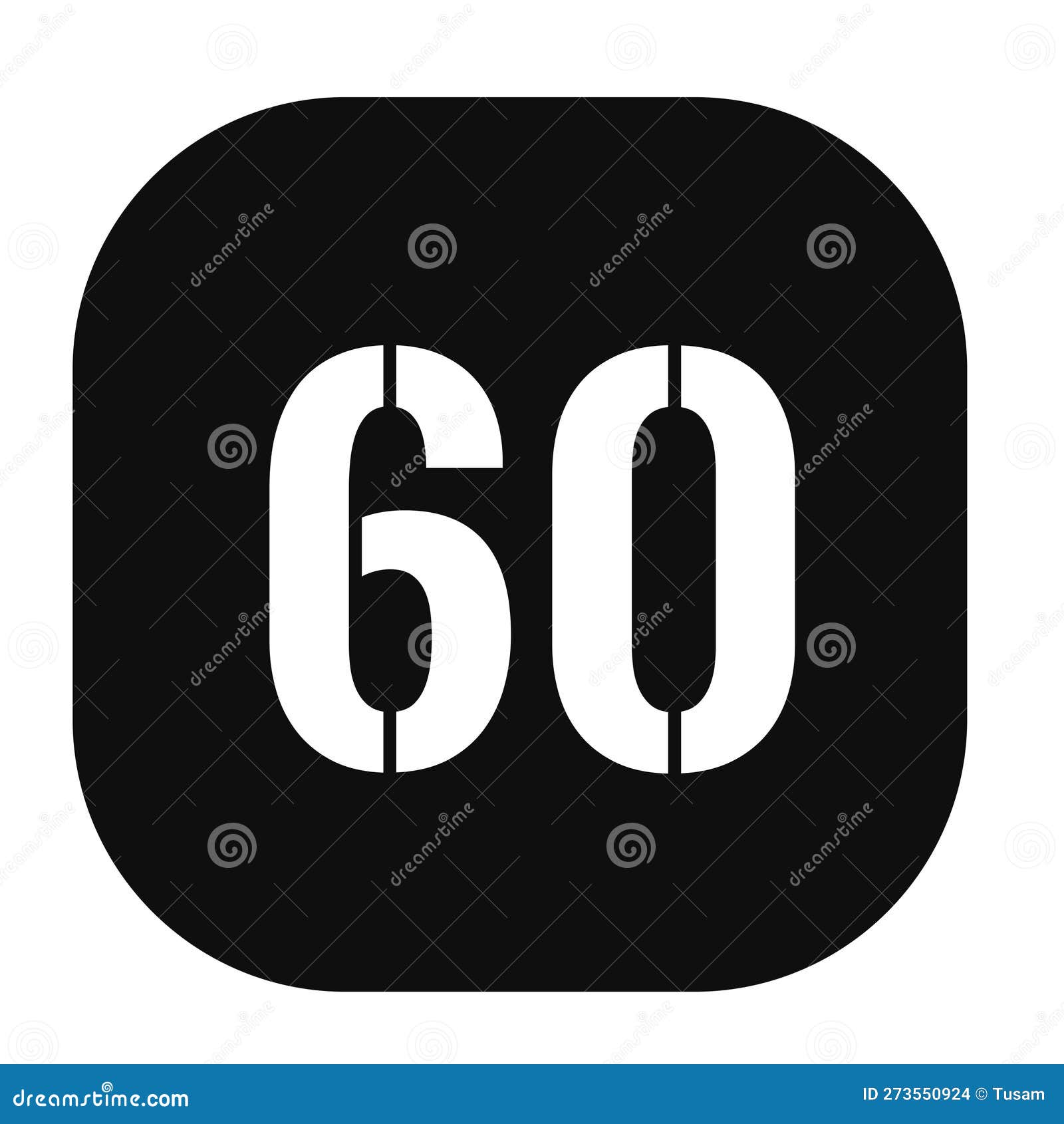 Number 60 Logo with Isolated Black Square Frame Stock Illustration ...