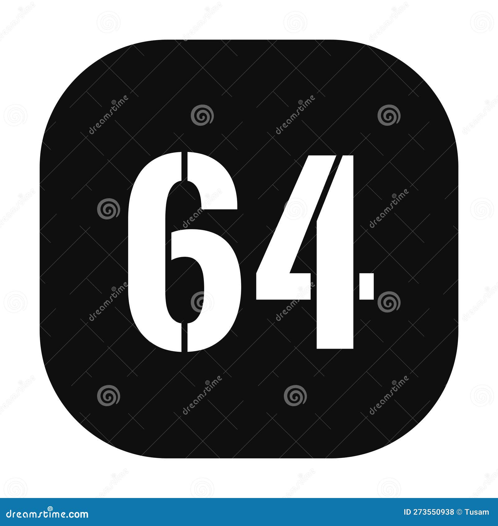 Number 64 Logo with Isolated Black Square Frame Stock Illustration ...