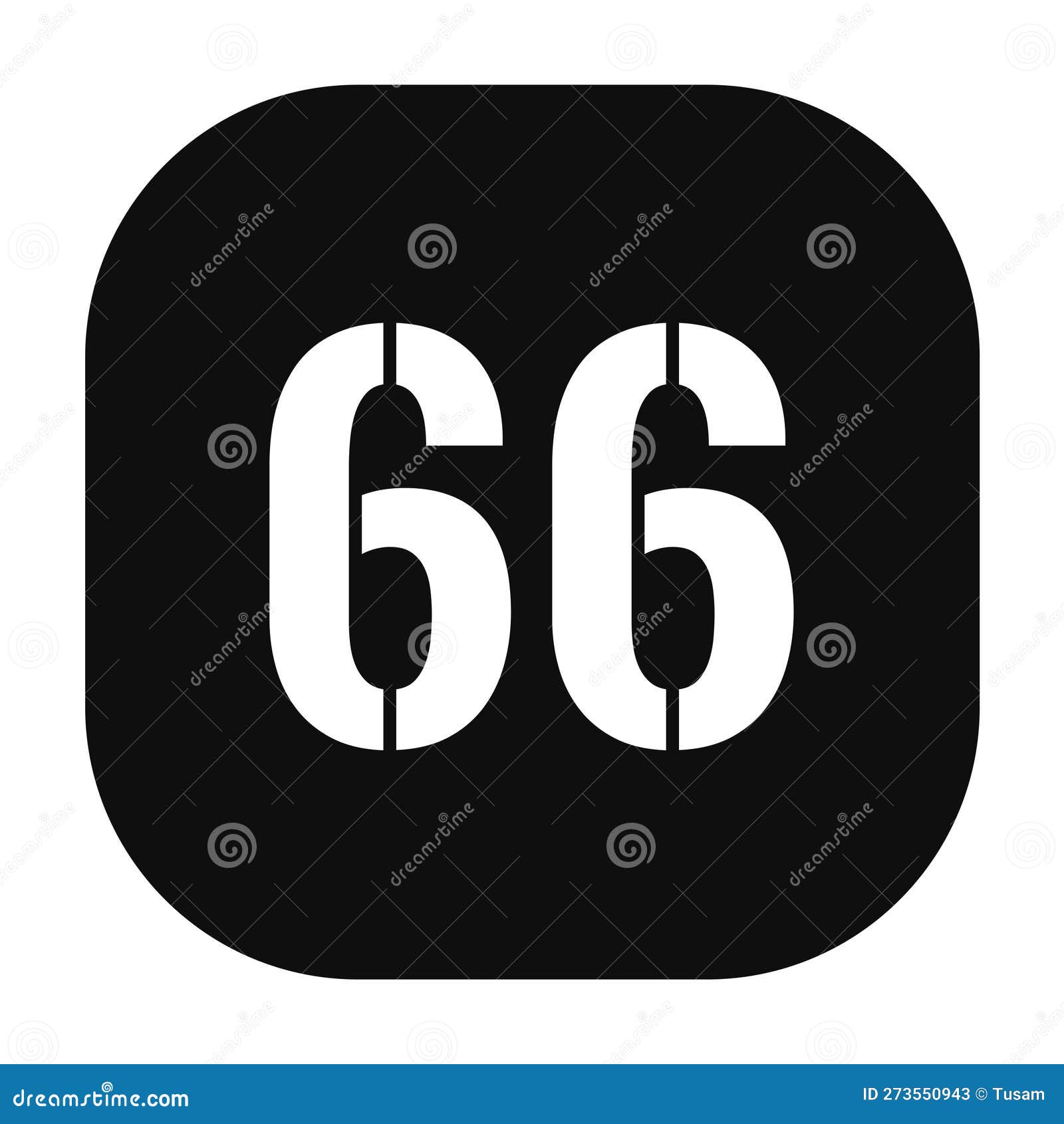 Number 66 Logo with Isolated Black Square Frame Stock Illustration ...