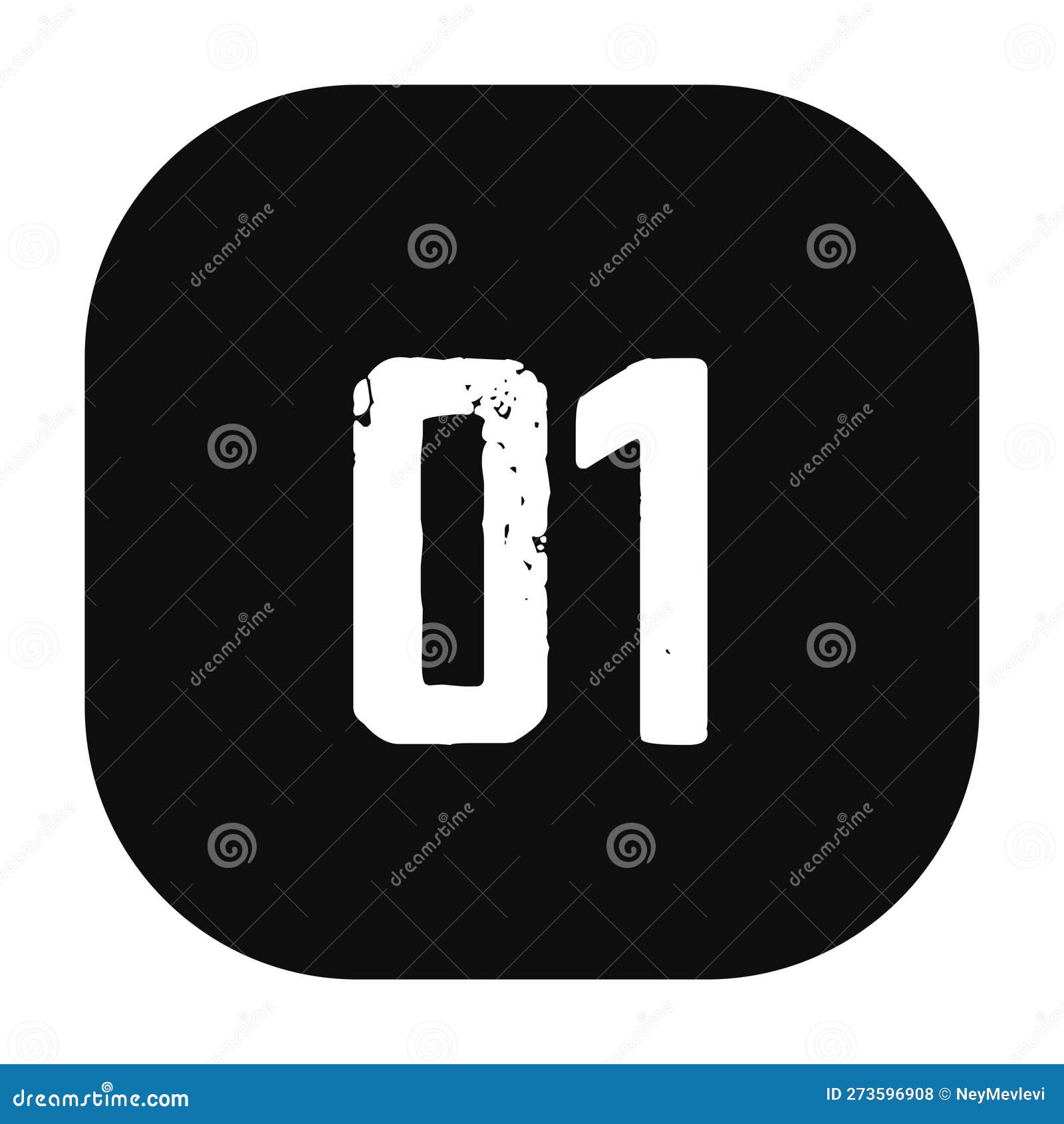 Numeral 01 is White in Black Square Frame Stock Illustration ...