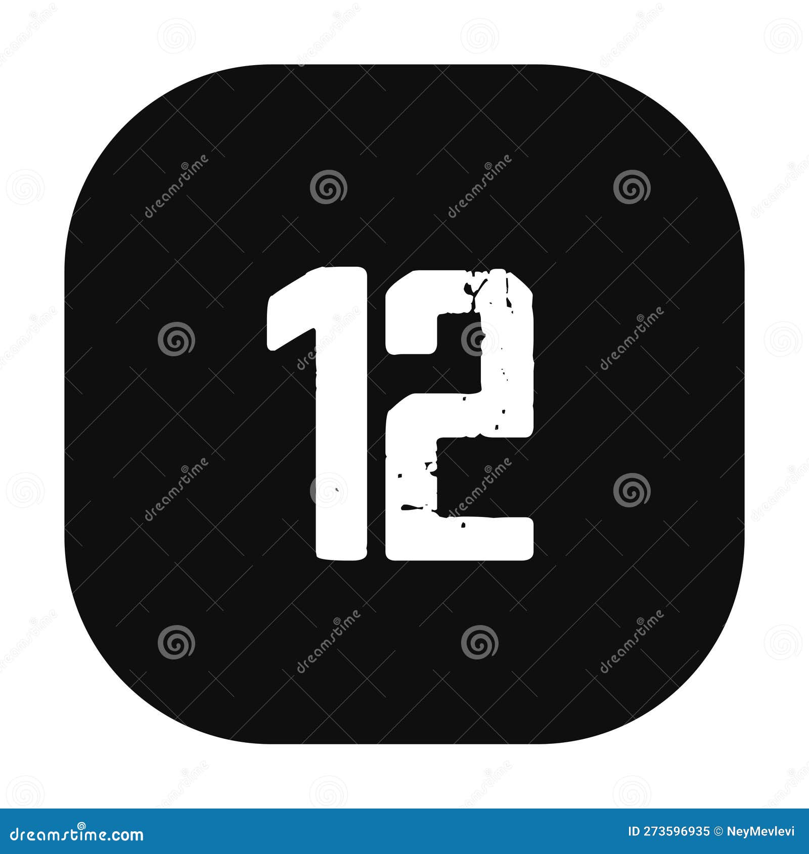 Numeral 12 is White in Black Square Frame Stock Illustration ...