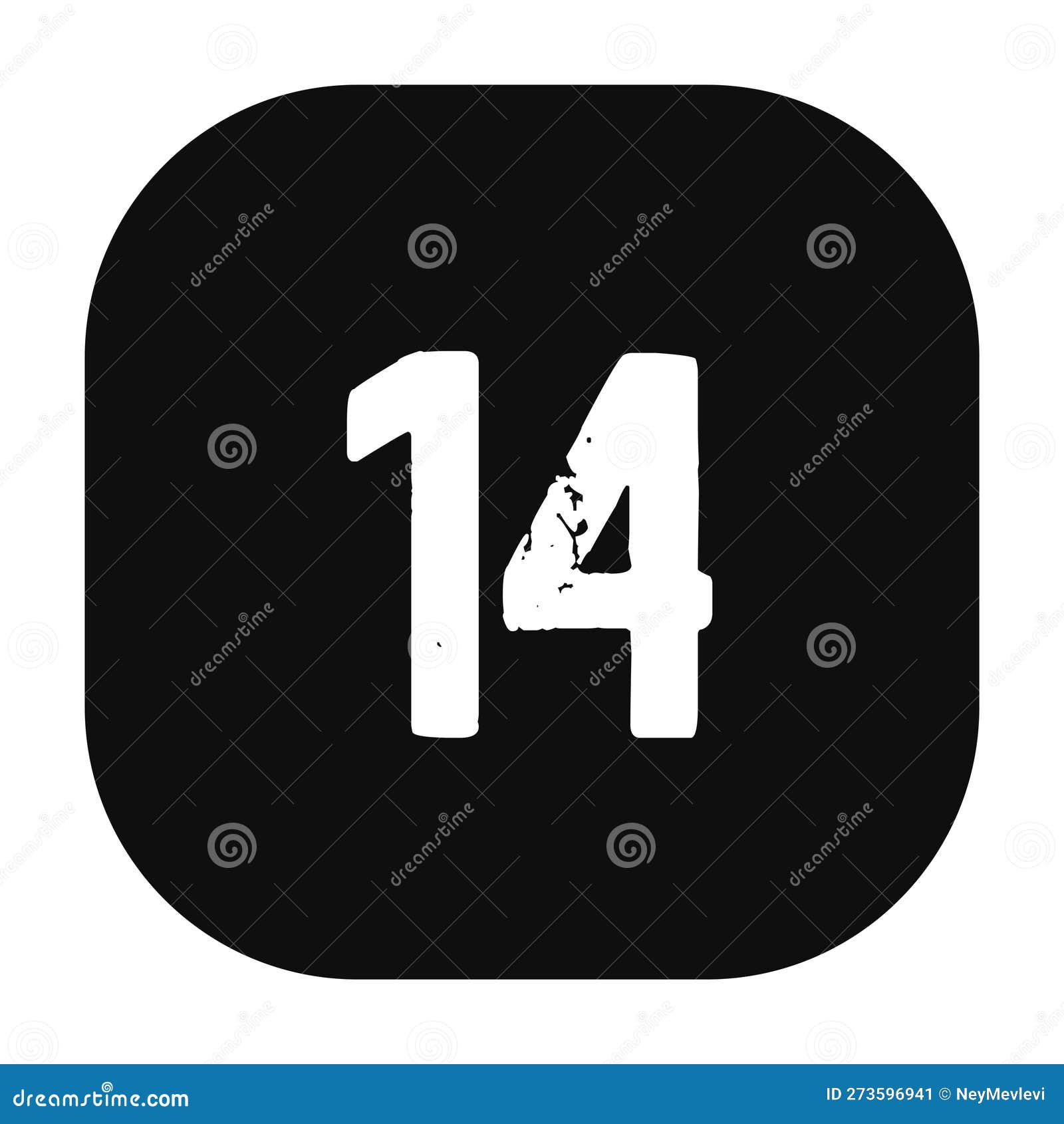 Numeral 14 is White in Black Square Frame Stock Illustration ...