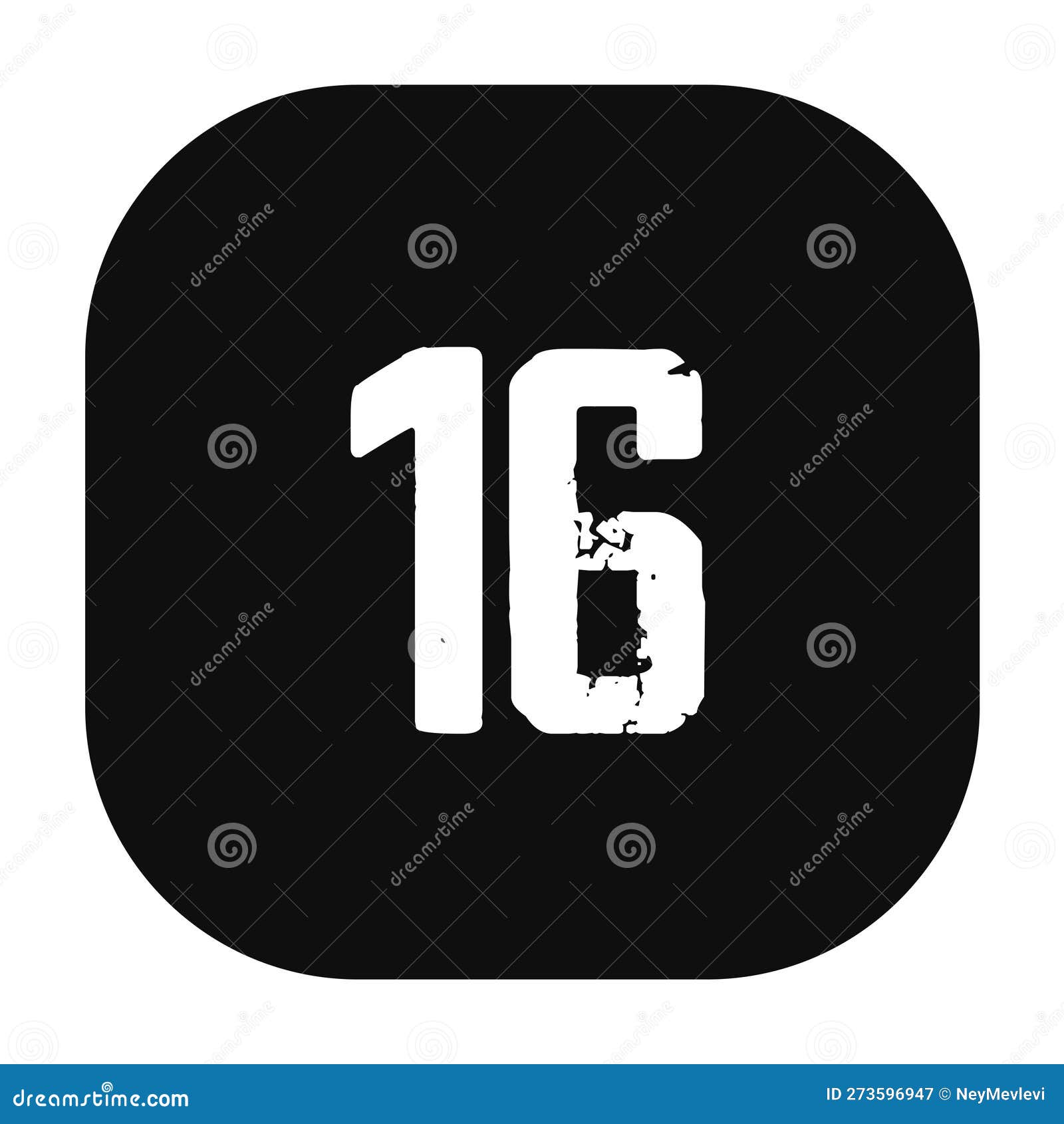 Numeral 16 is White in Black Square Frame Stock Illustration ...