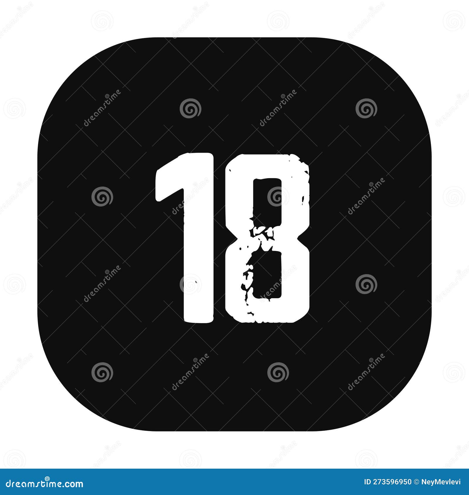 Numeral 18 is White in Black Square Frame Stock Illustration ...