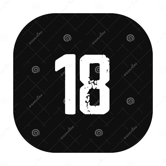 Numeral 18 is White in Black Square Frame Stock Illustration ...