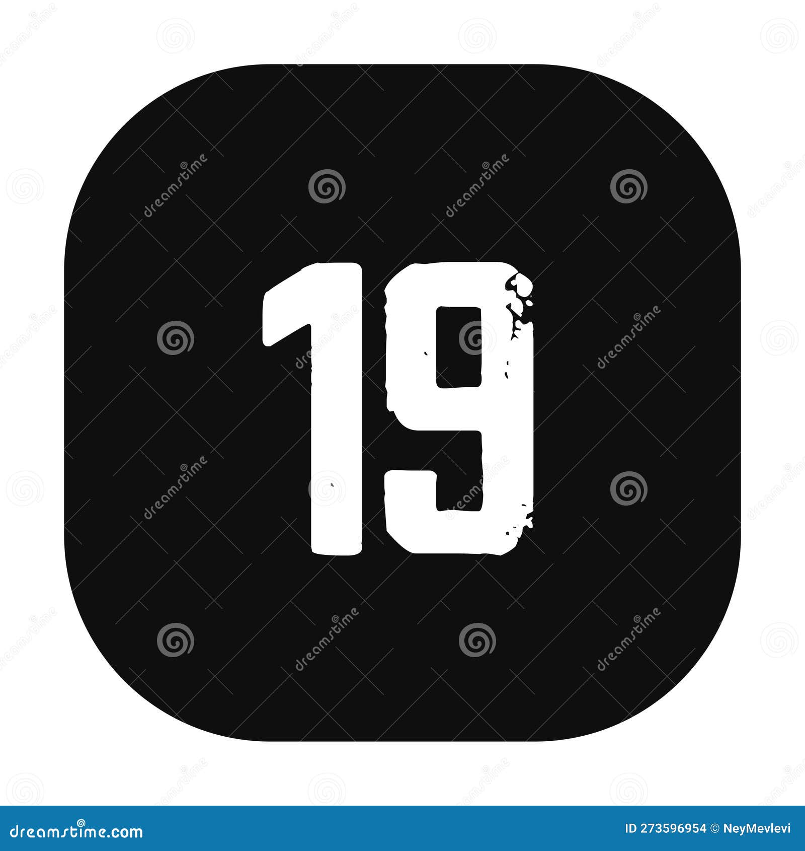 Numeral 19 is White in Black Square Frame Stock Illustration ...