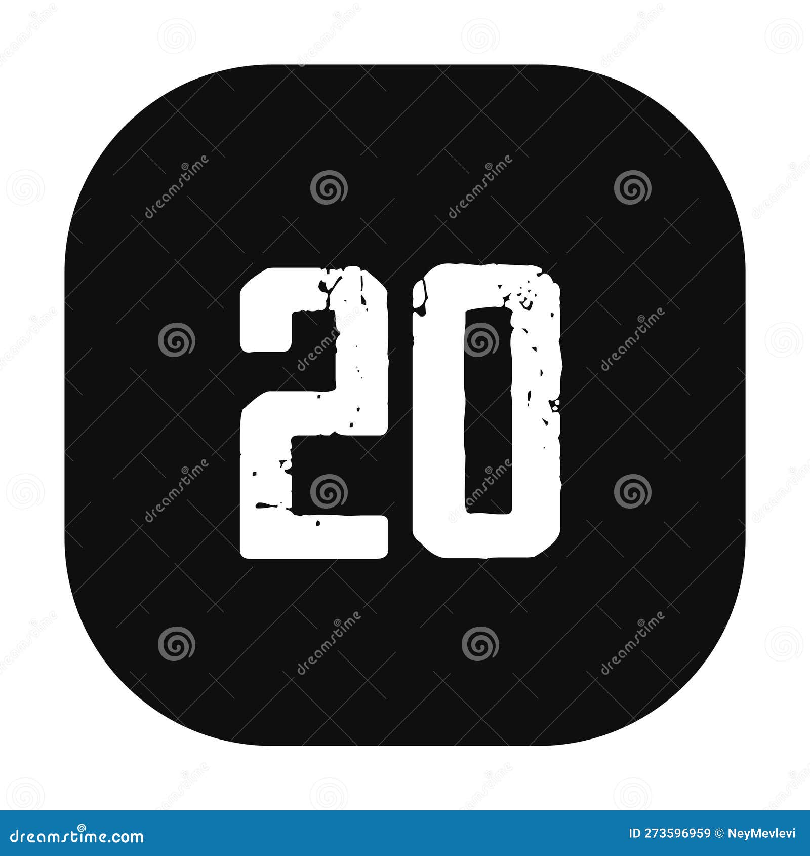 Numeral 20 is White in Black Square Frame Stock Illustration ...
