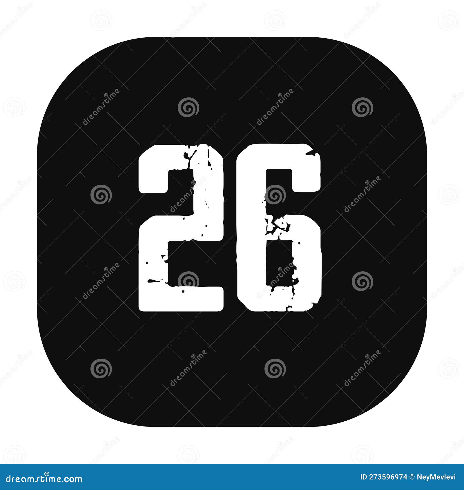 Numeral 26 is White in Black Square Frame Stock Illustration ...