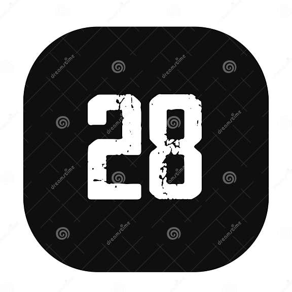 Numeral 28 is White in Black Square Frame Stock Illustration ...