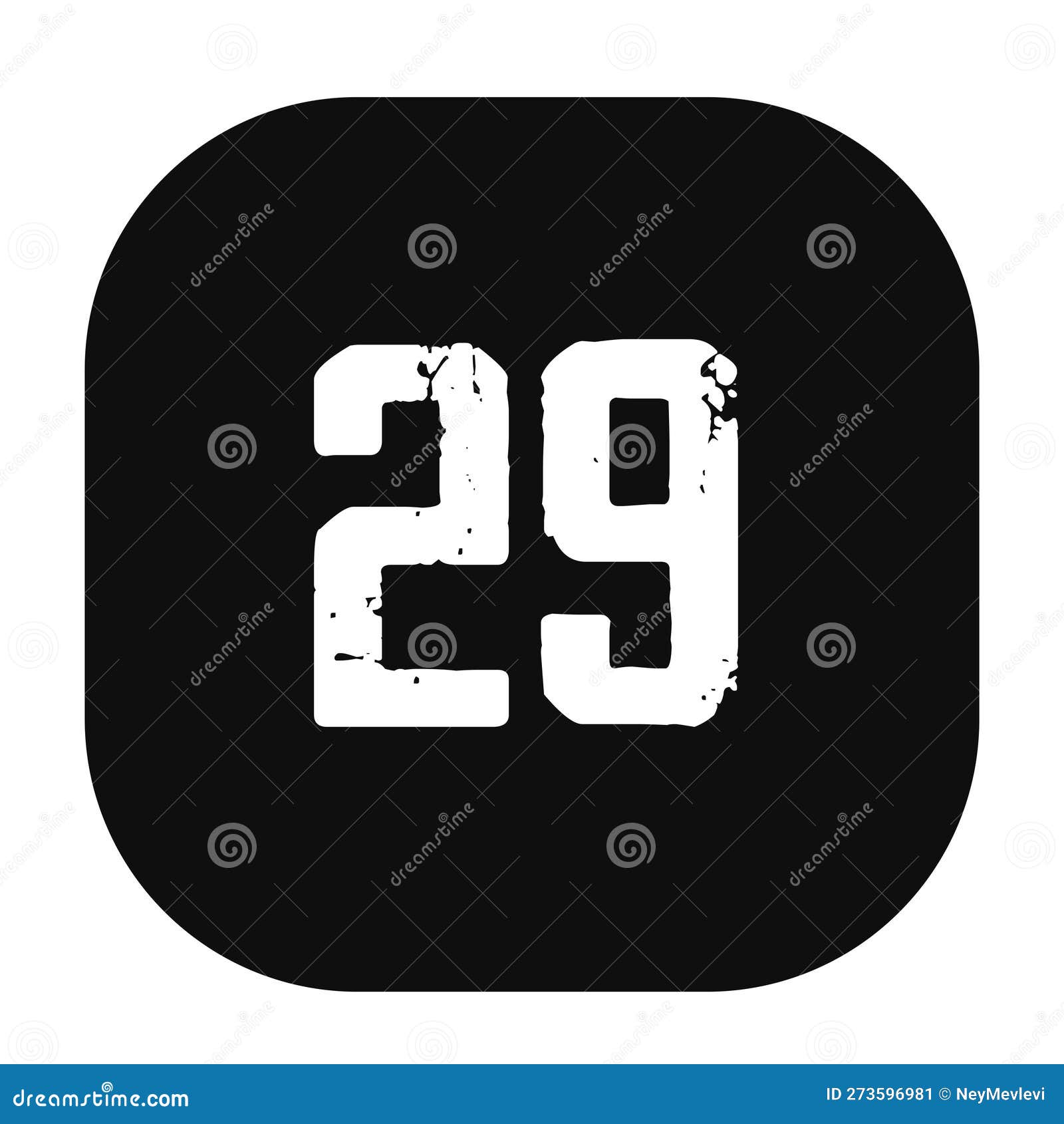Numeral 29 is White in Black Square Frame Stock Illustration ...