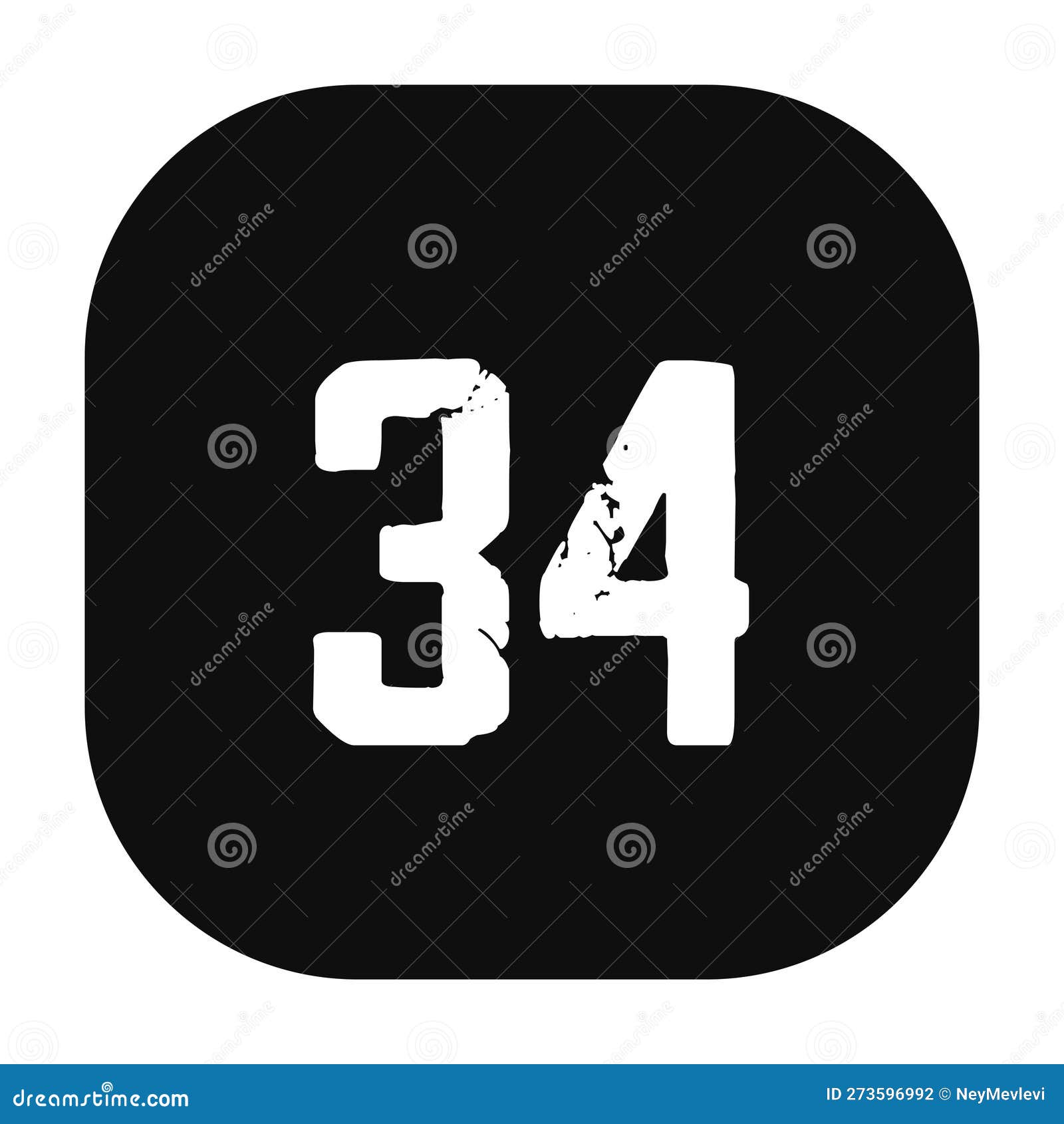 Numeral 34 is White in Black Square Frame Stock Illustration ...