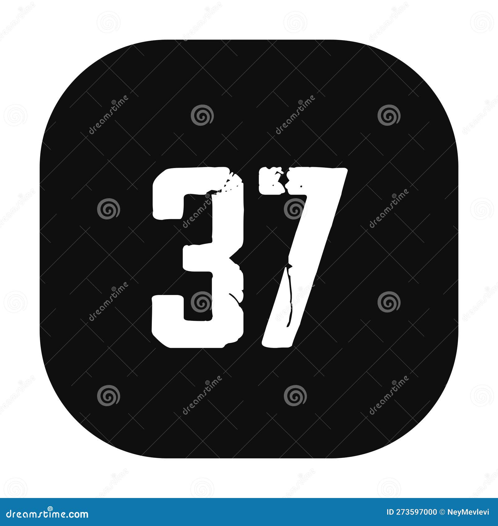 Numeral 37 is White in Black Square Frame Stock Illustration ...