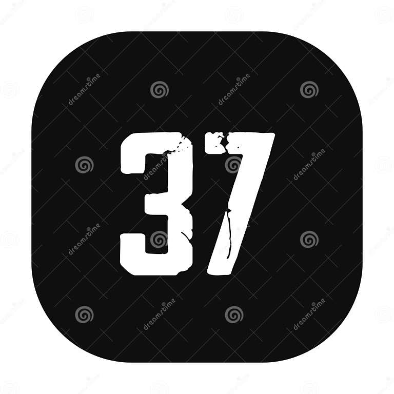 Numeral 37 is White in Black Square Frame Stock Illustration ...