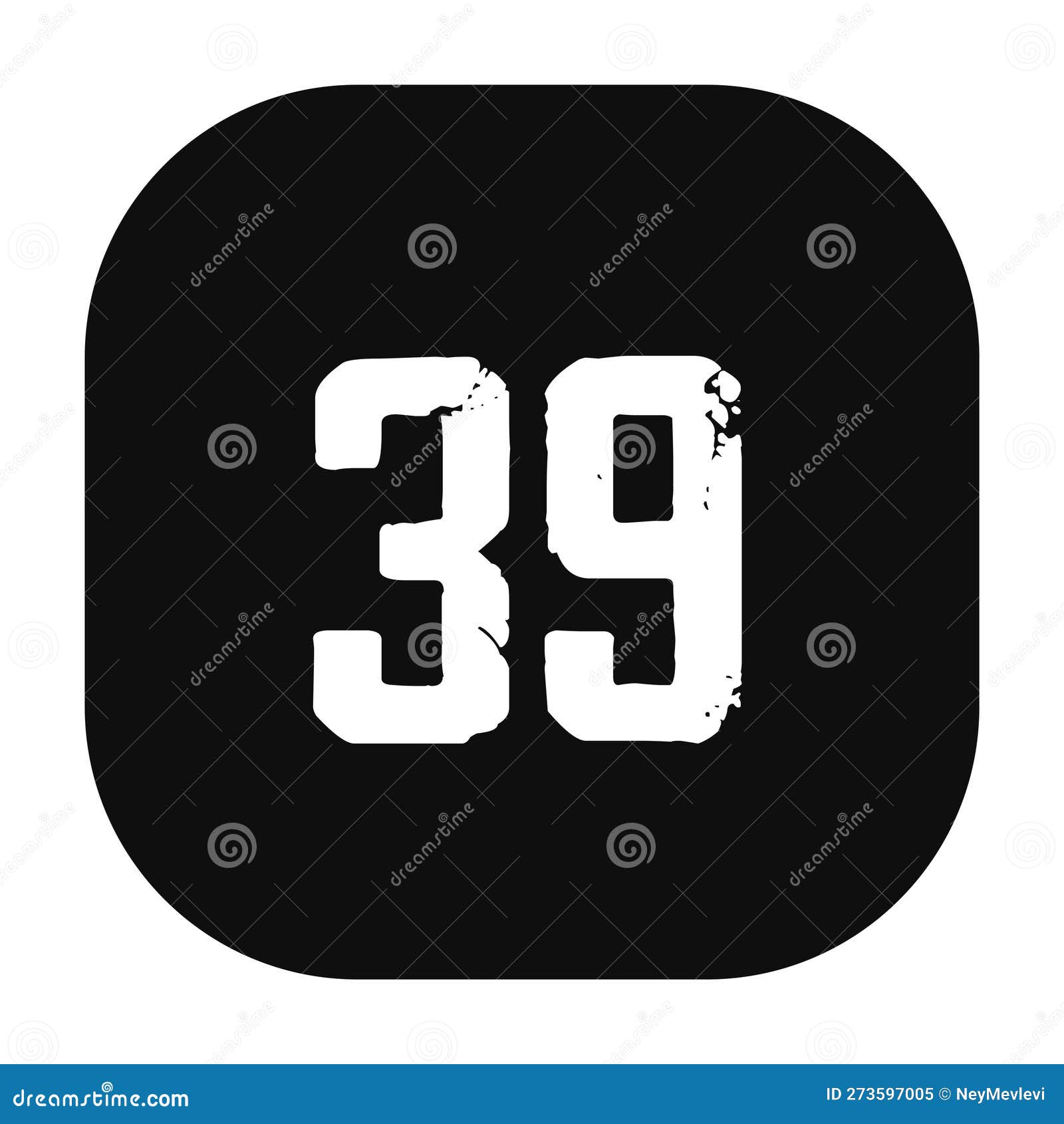 Numeral 39 is White in Black Square Frame Stock Illustration ...