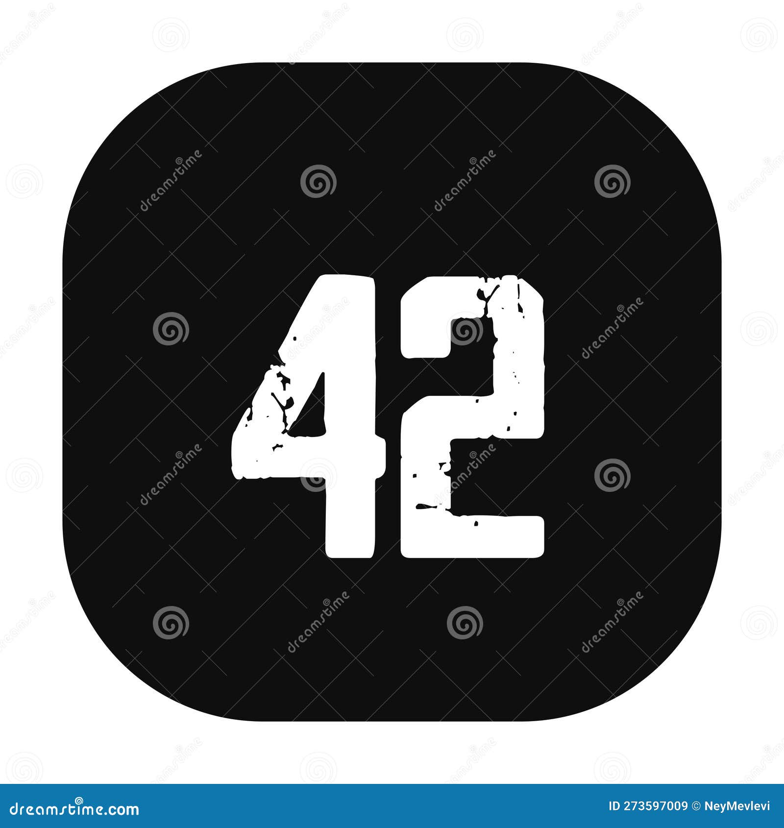 Numeral 42 is White in Black Square Frame Stock Illustration ...