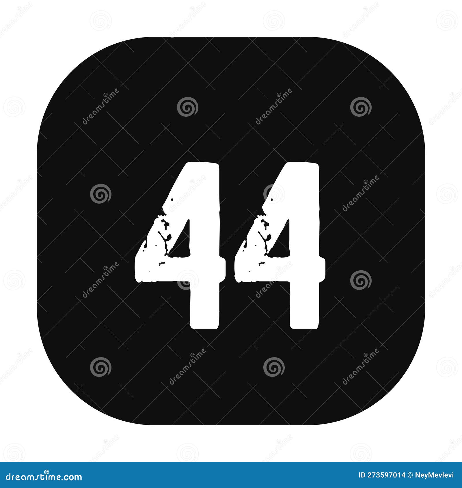 Numeral 44 is White in Black Square Frame Stock Illustration ...