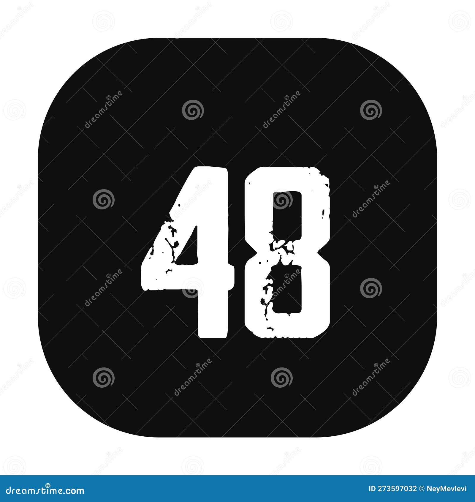 Numeral 48 is White in Black Square Frame Stock Illustration ...