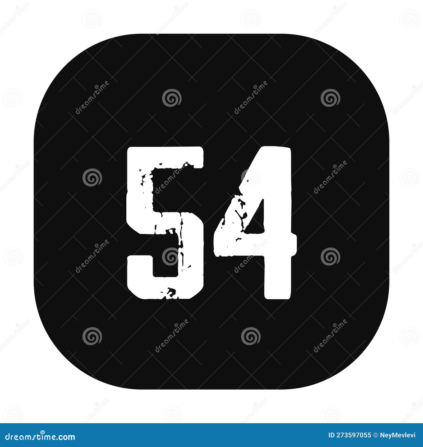 Numeral 54 is White in Black Square Frame Stock Illustration ...