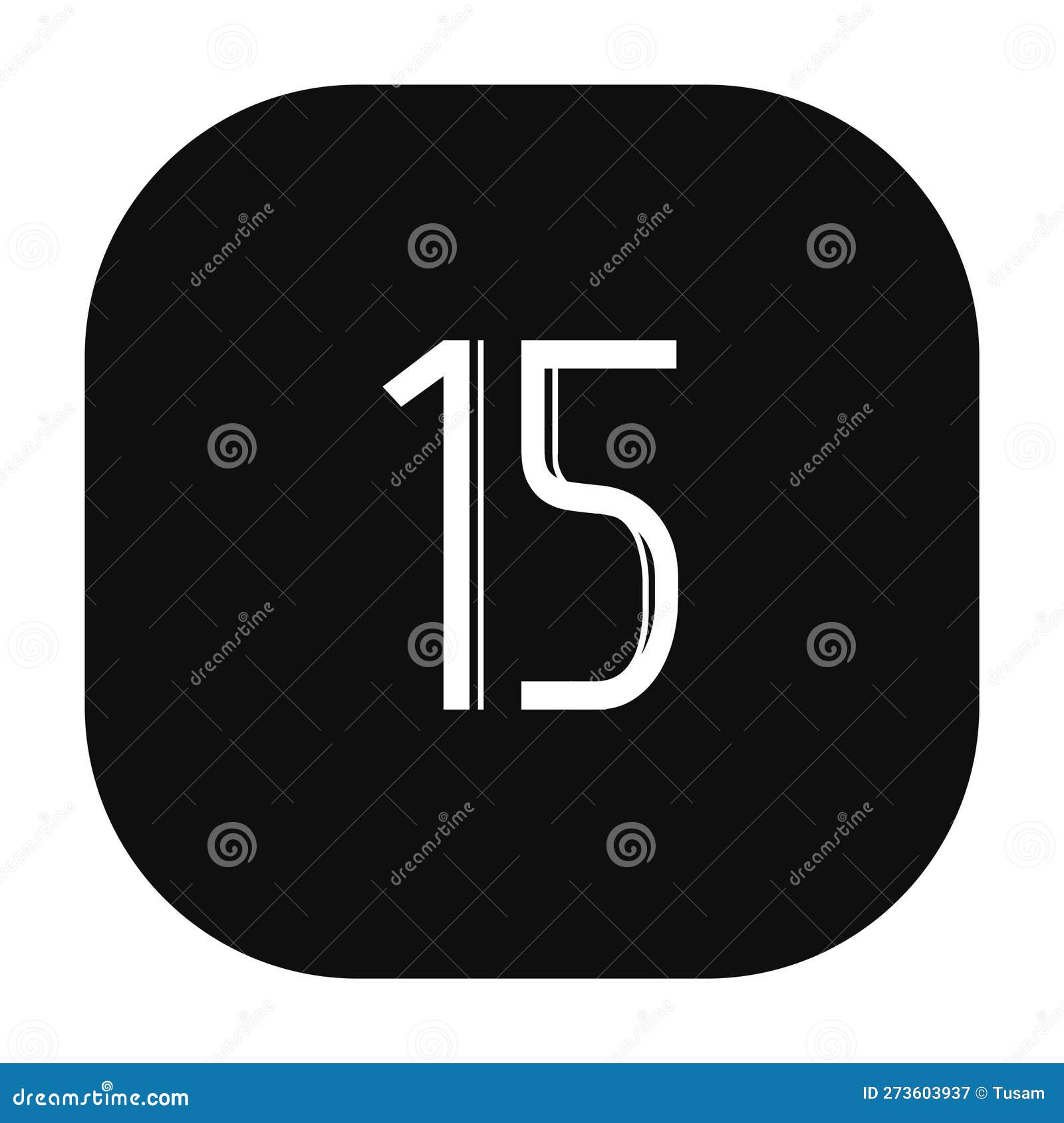 Numeral 15 Logo with Isolated Black Square Frame Stock Illustration ...