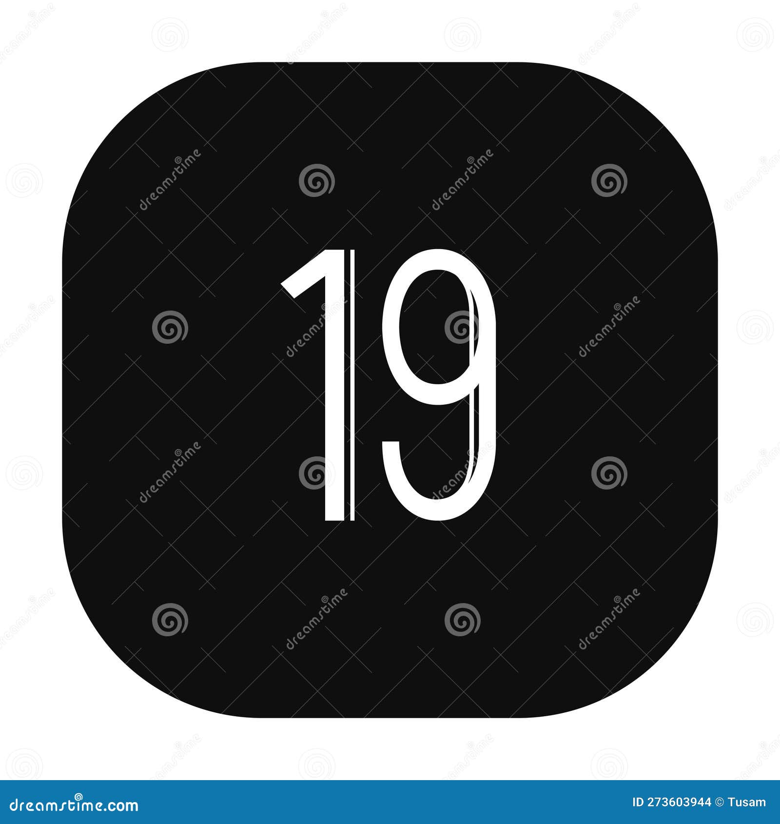 Numeral 19 Logo with Isolated Black Square Frame Stock Illustration ...