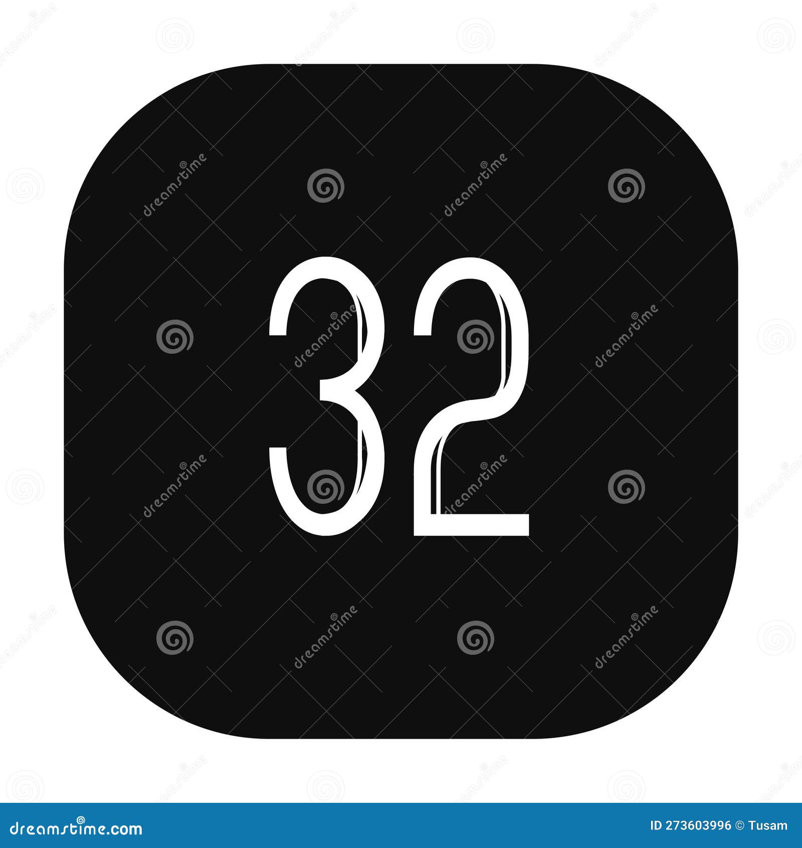 Numeral 32 Logo with Isolated Black Square Frame Stock Illustration ...