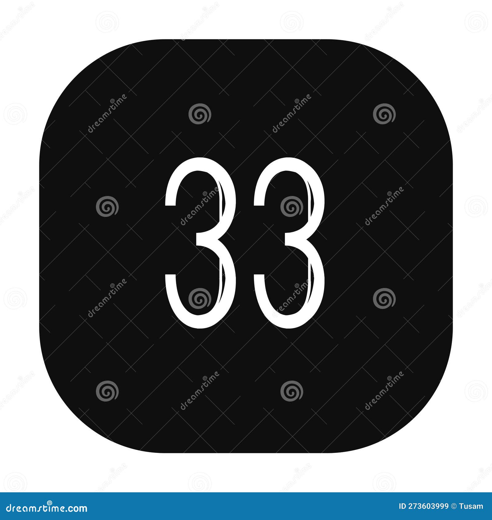Numeral 33 Logo with Isolated Black Square Frame Stock Illustration ...