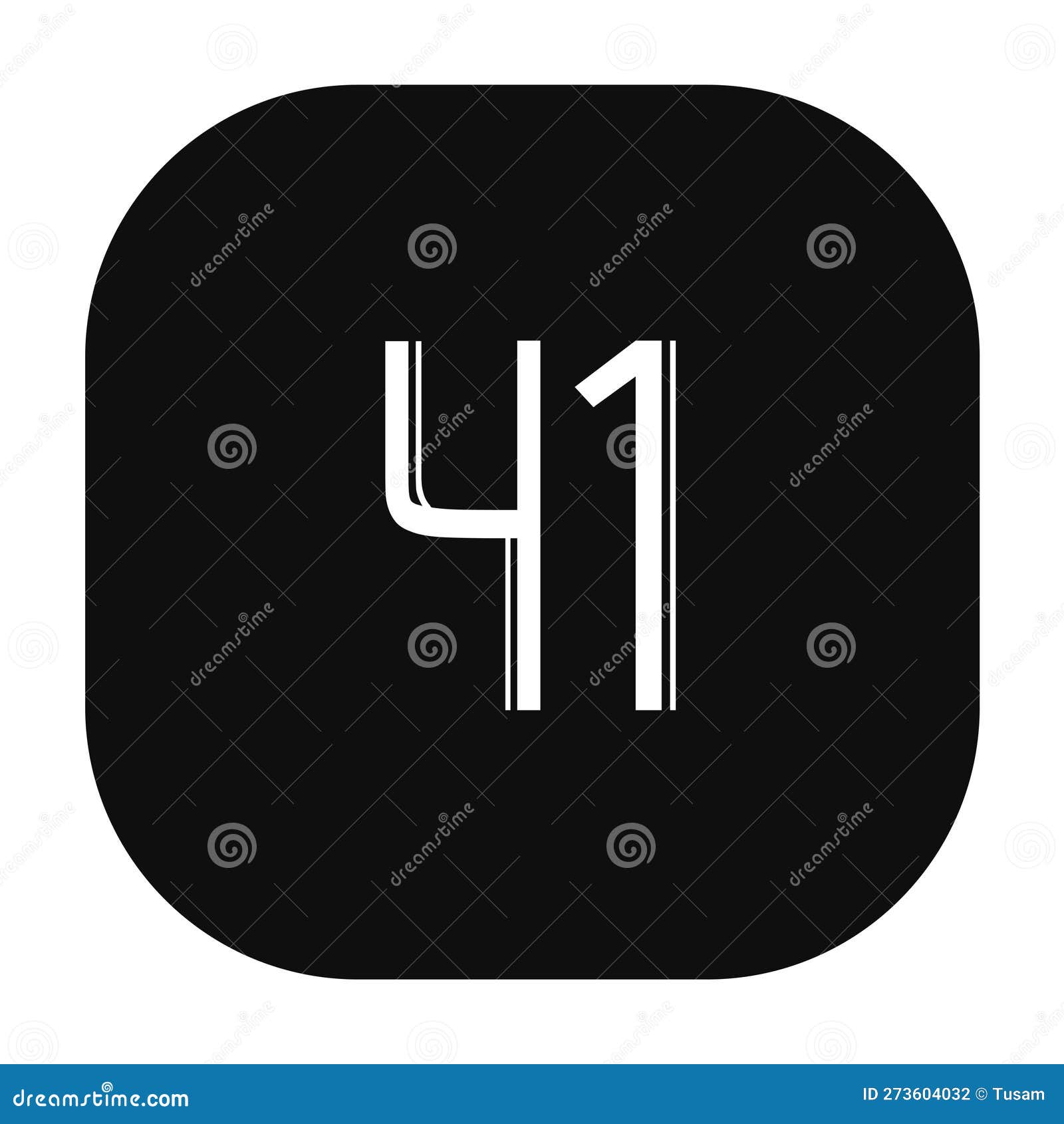 Numeral 41 Logo with Isolated Black Square Frame Stock Illustration ...