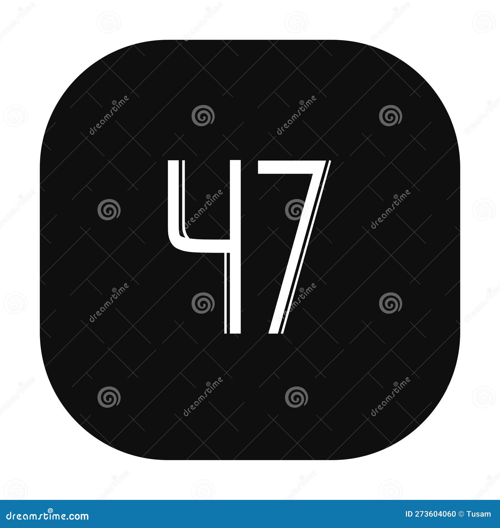 Numeral 47 Logo with Isolated Black Square Frame Stock Illustration ...