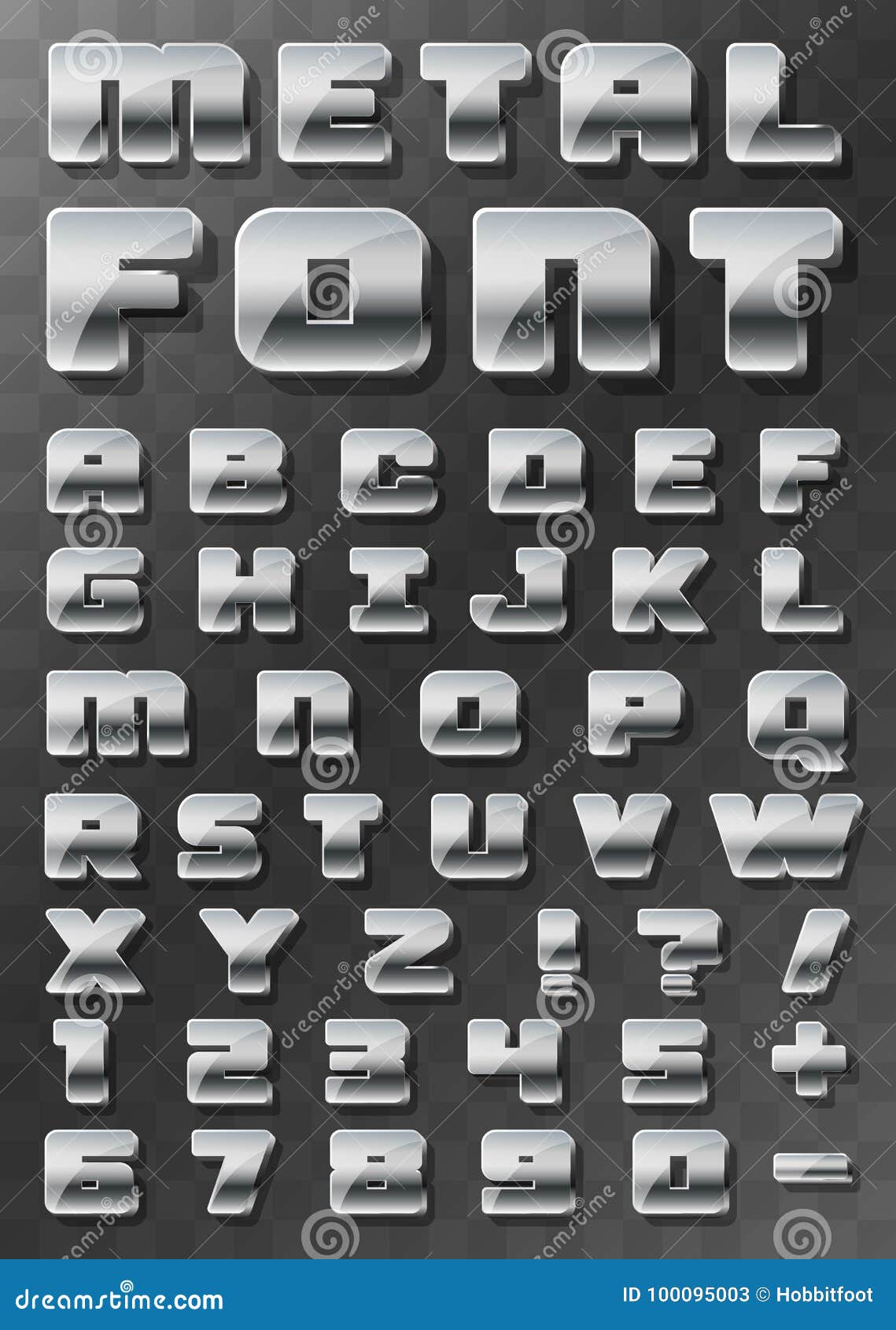 Fonte 3d Do Metal Em Um Fundo Transparente Ilustração do Vetor ...