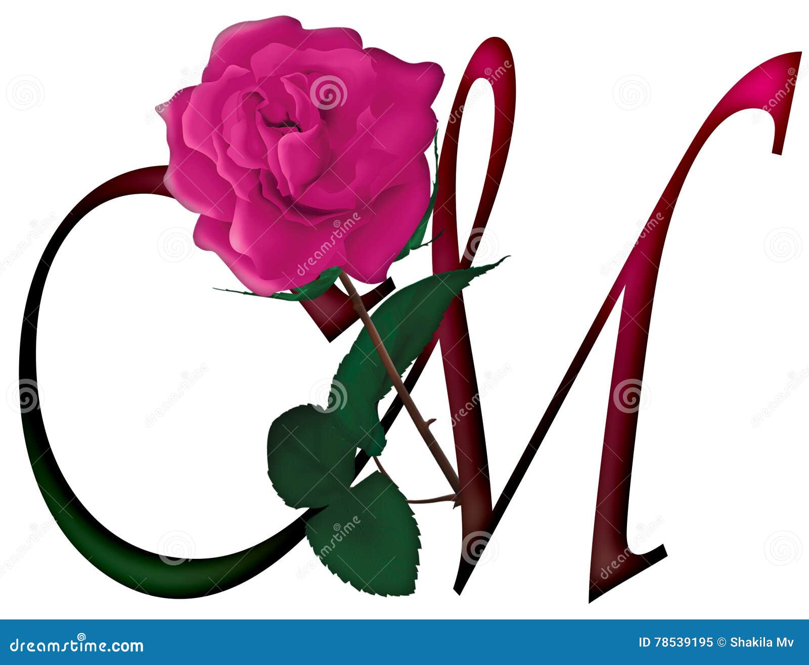 FONTE Della Lettera M. Floral Immagine Stock - Illustrazione di ...